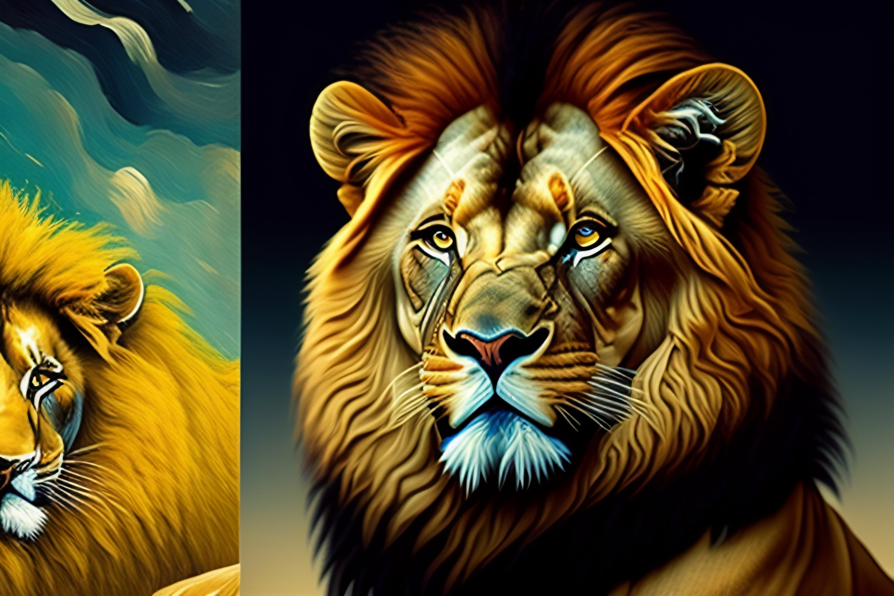 Lexica - Old painting vincent van gogh , but with the head of a lion