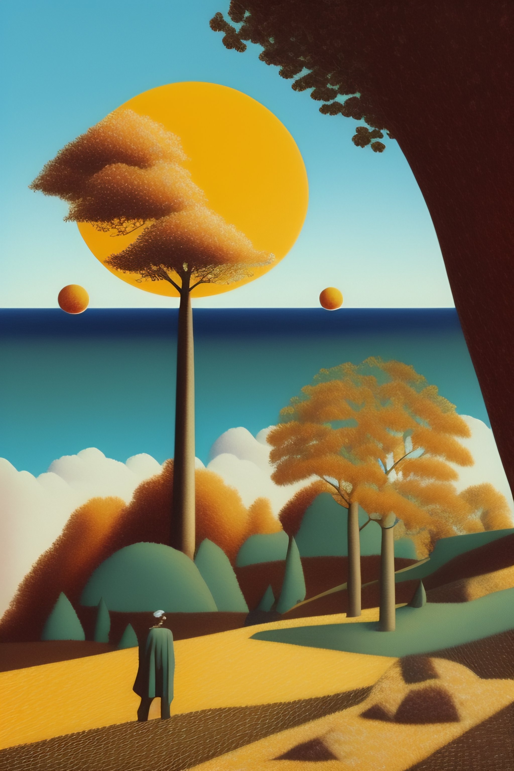 Lexica - Sunny day, shining sun, painted by Rene Magritte