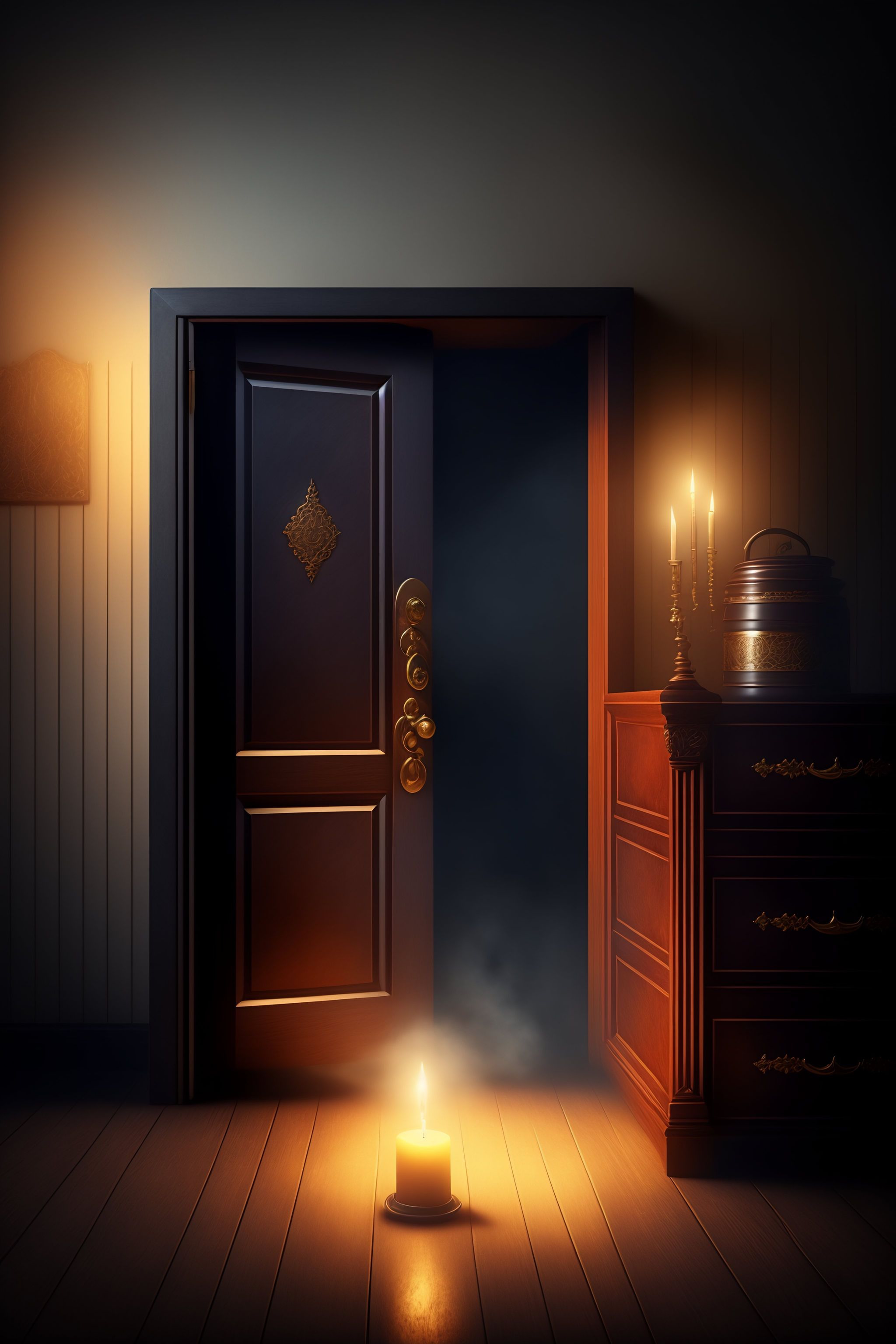 Lexica - The door creaks open to reveal a small, dimly lit room ...