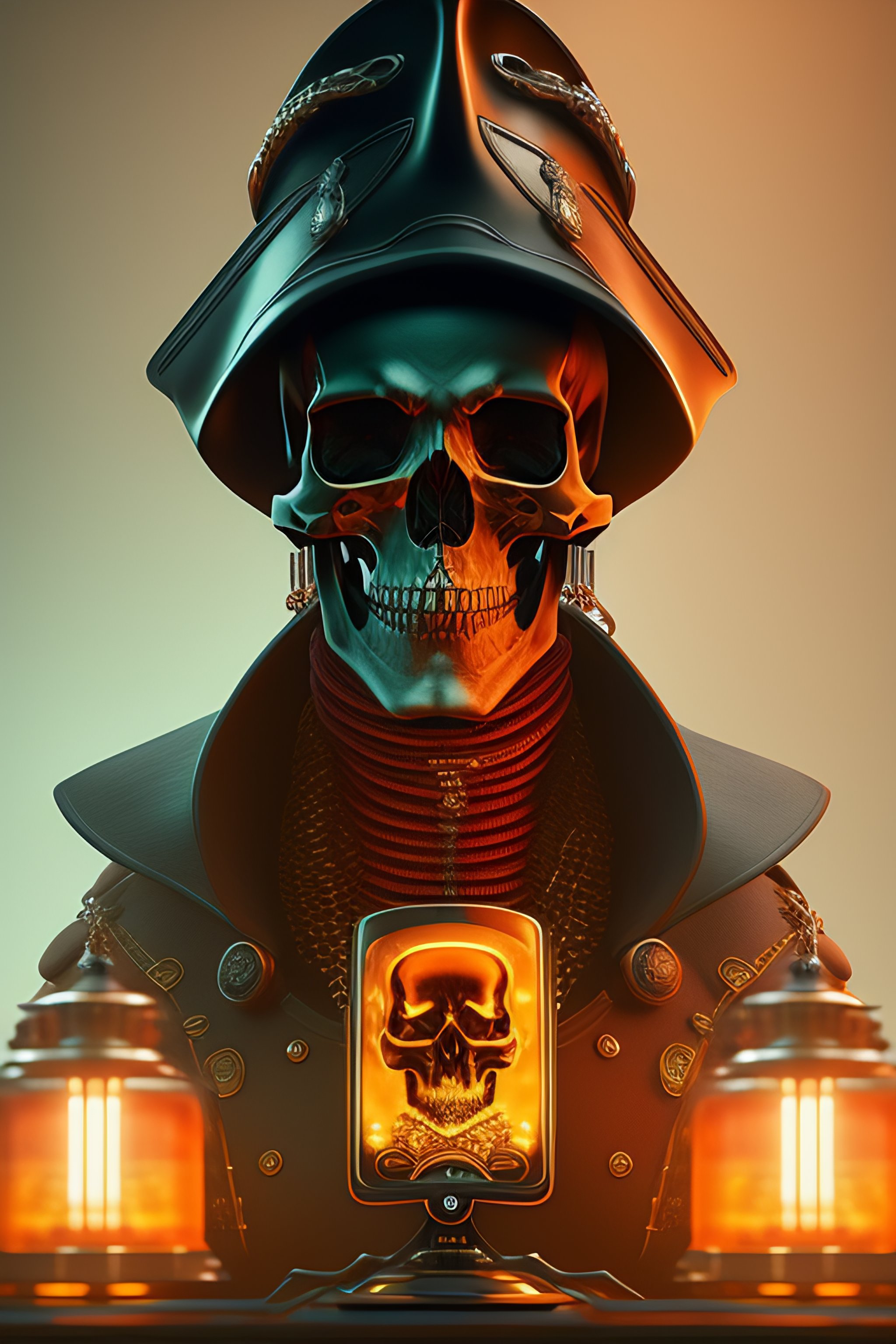 Lexica - A cyberpunk hacker pirate captain skeleton with a pirate hat ...