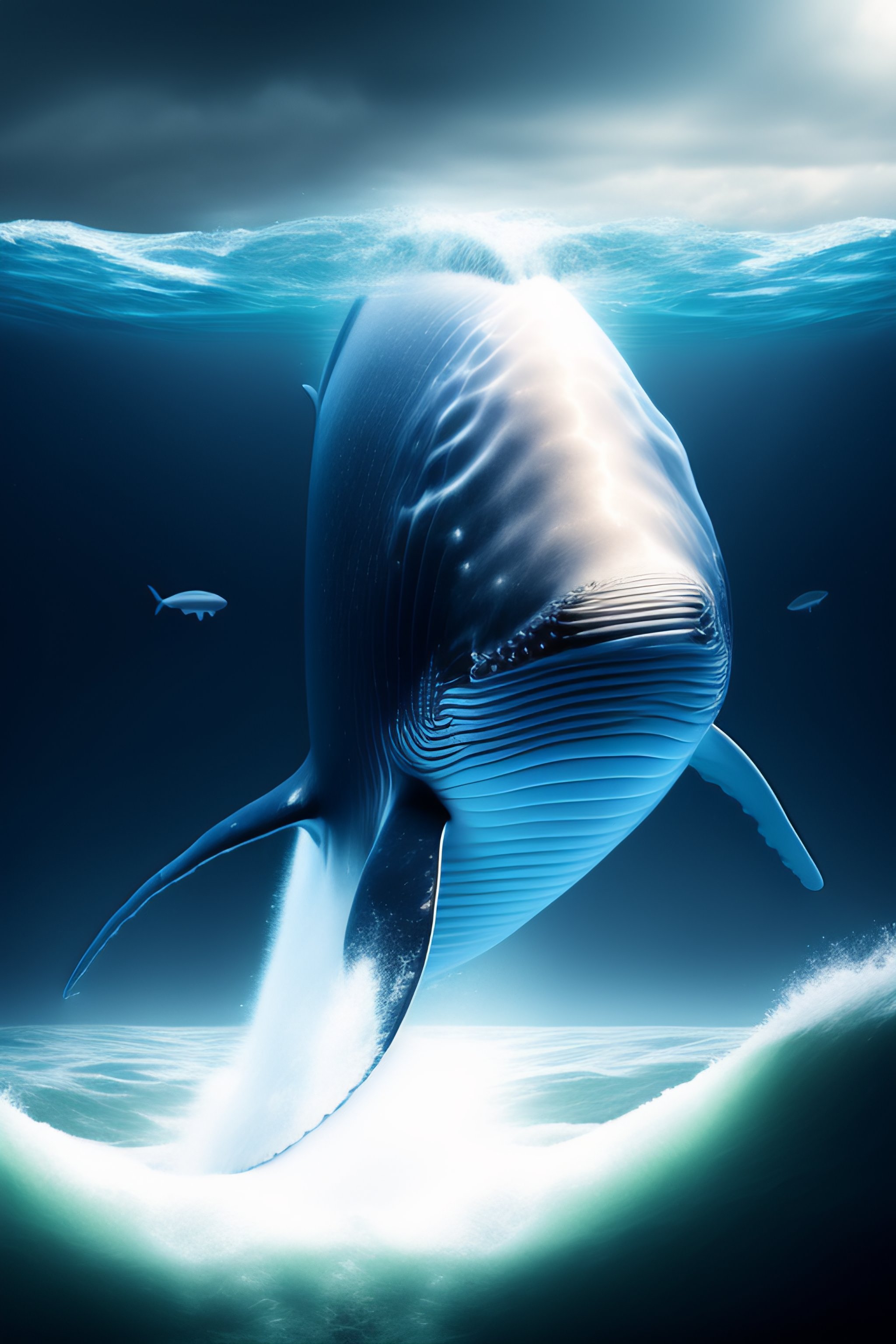 Lexica - A whale under the ocean fighting with the submarine,8k ...