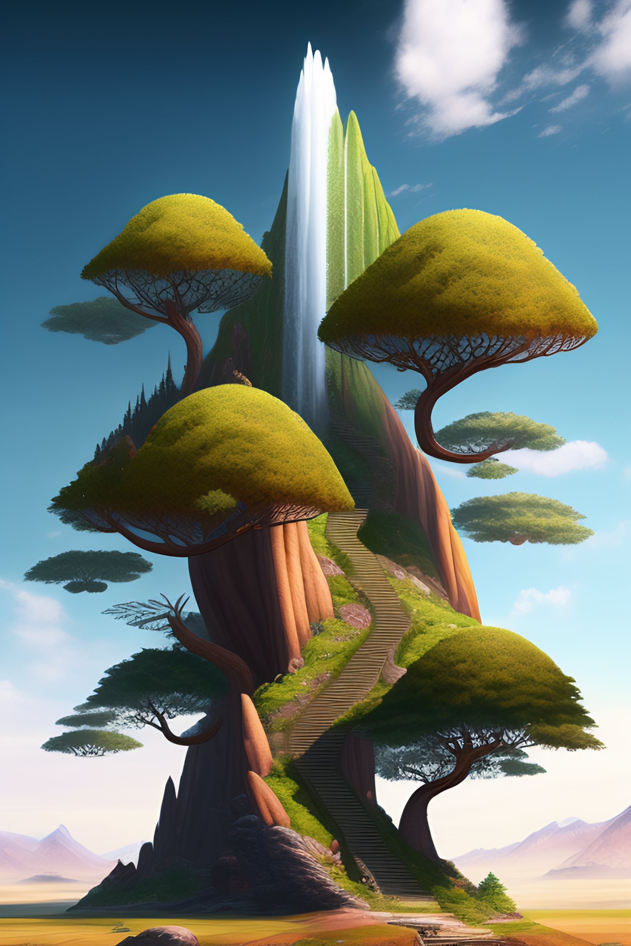 Lexica - Giant Epic Fantasy Tree, massive mountains, Zebaot