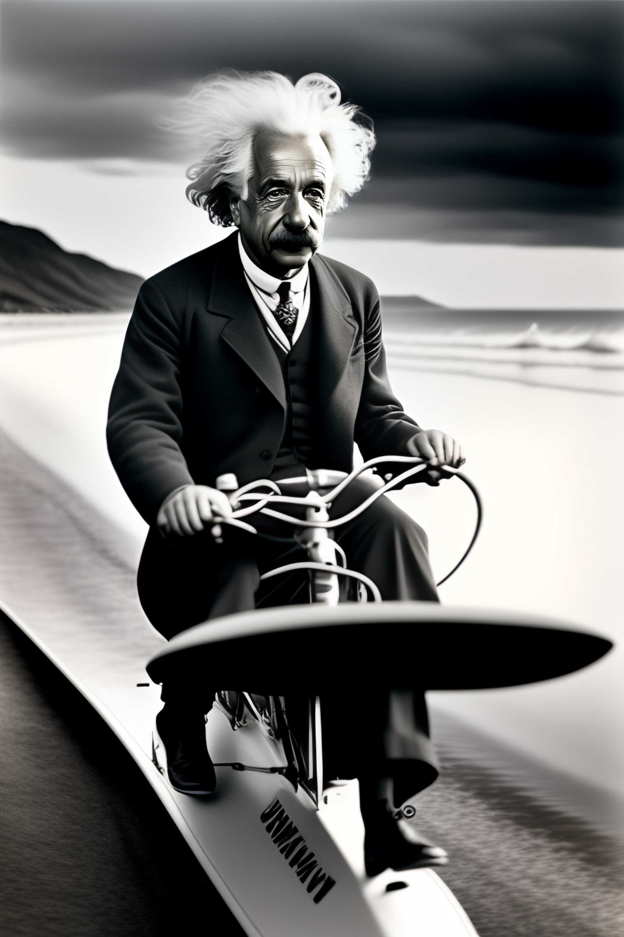 Lexica - Albert einstein, riding a oxboard