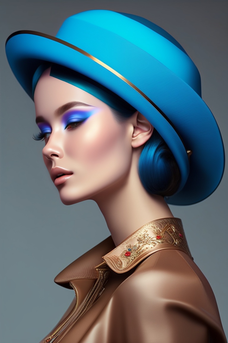 Lexica - Blue hair, hat