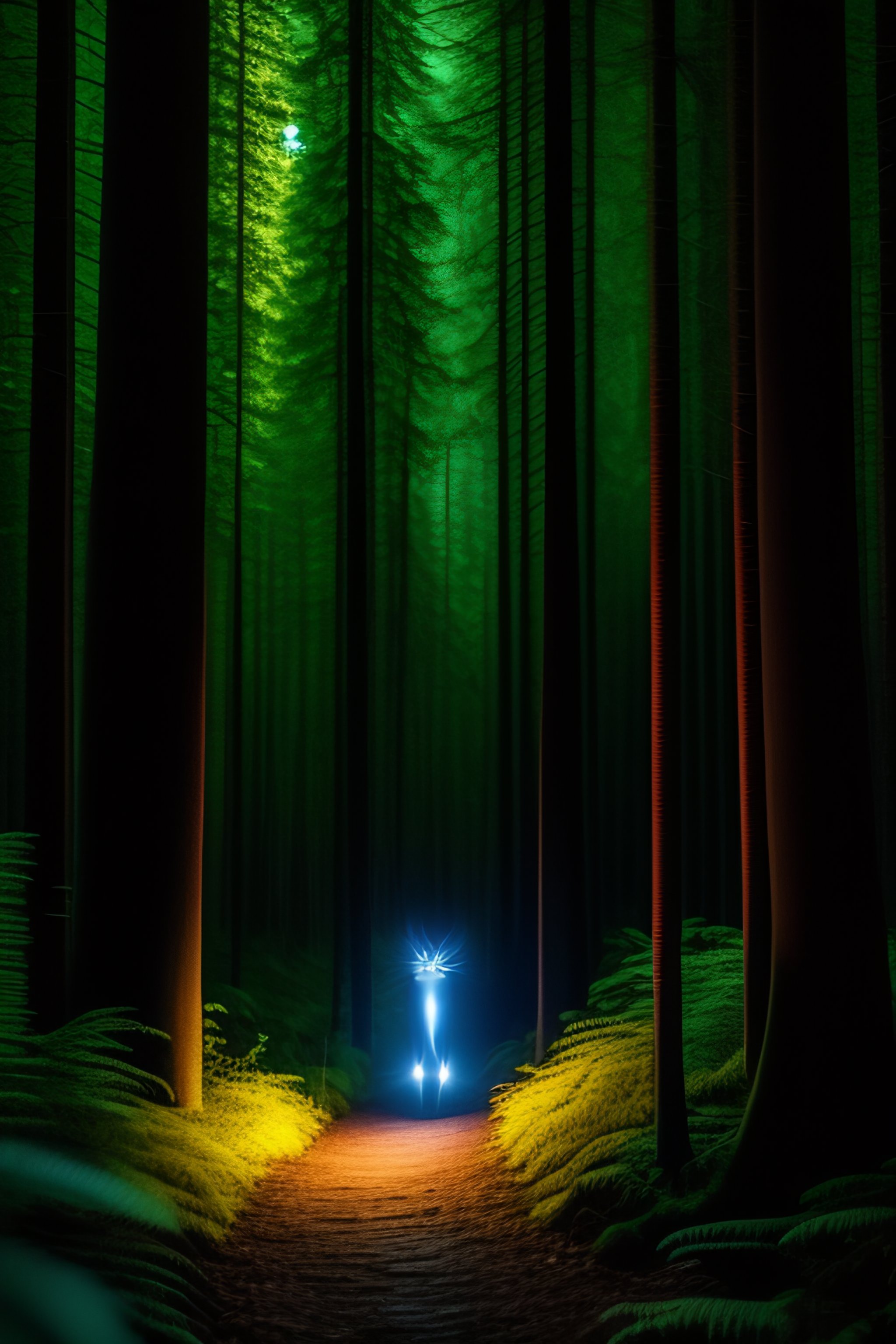 Lexica - Trail camera night vision, horror skinny creature with glowing ...