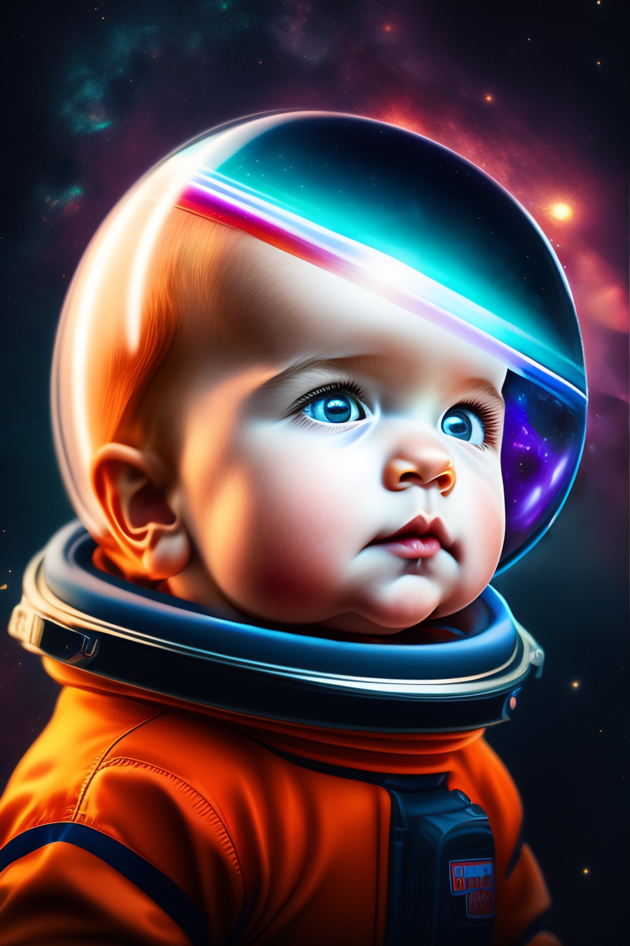 Lexica - Portrait of a baby in space