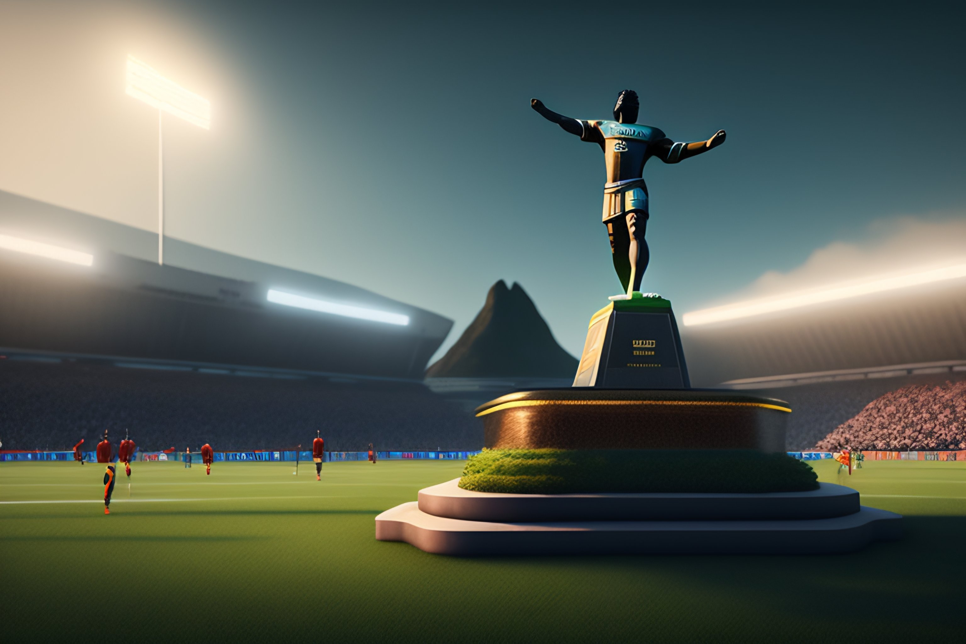 Lexica - Football player Pele statue size like Christ the Redeemer in ...