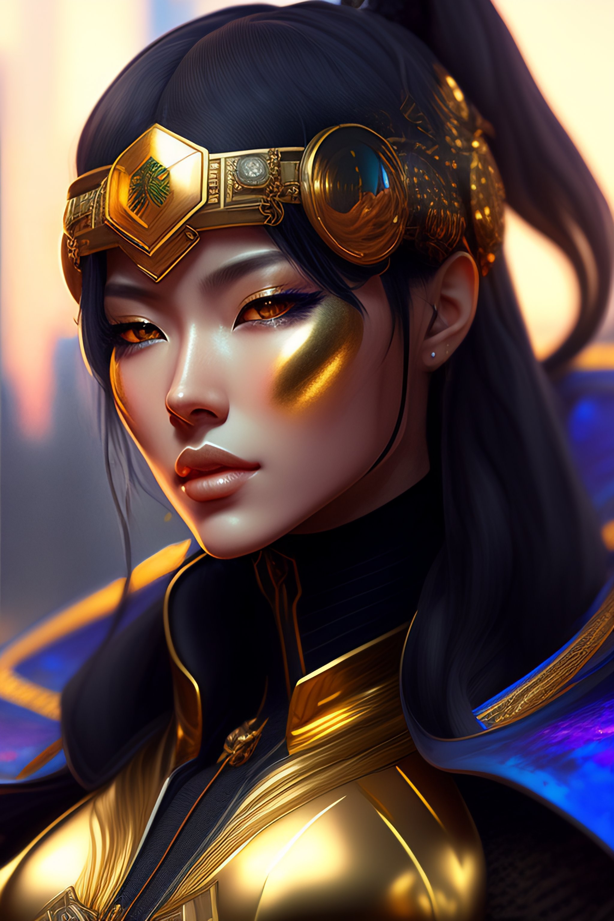 Lexica - Portrait of a gold-plated, cyberpunk, cyborg ninja, third ...