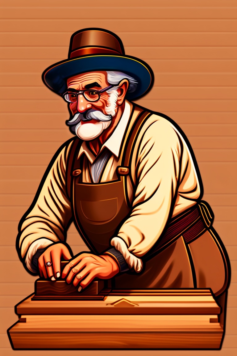 Lexica - Full image of old Italian man doing woodworking , vector ...