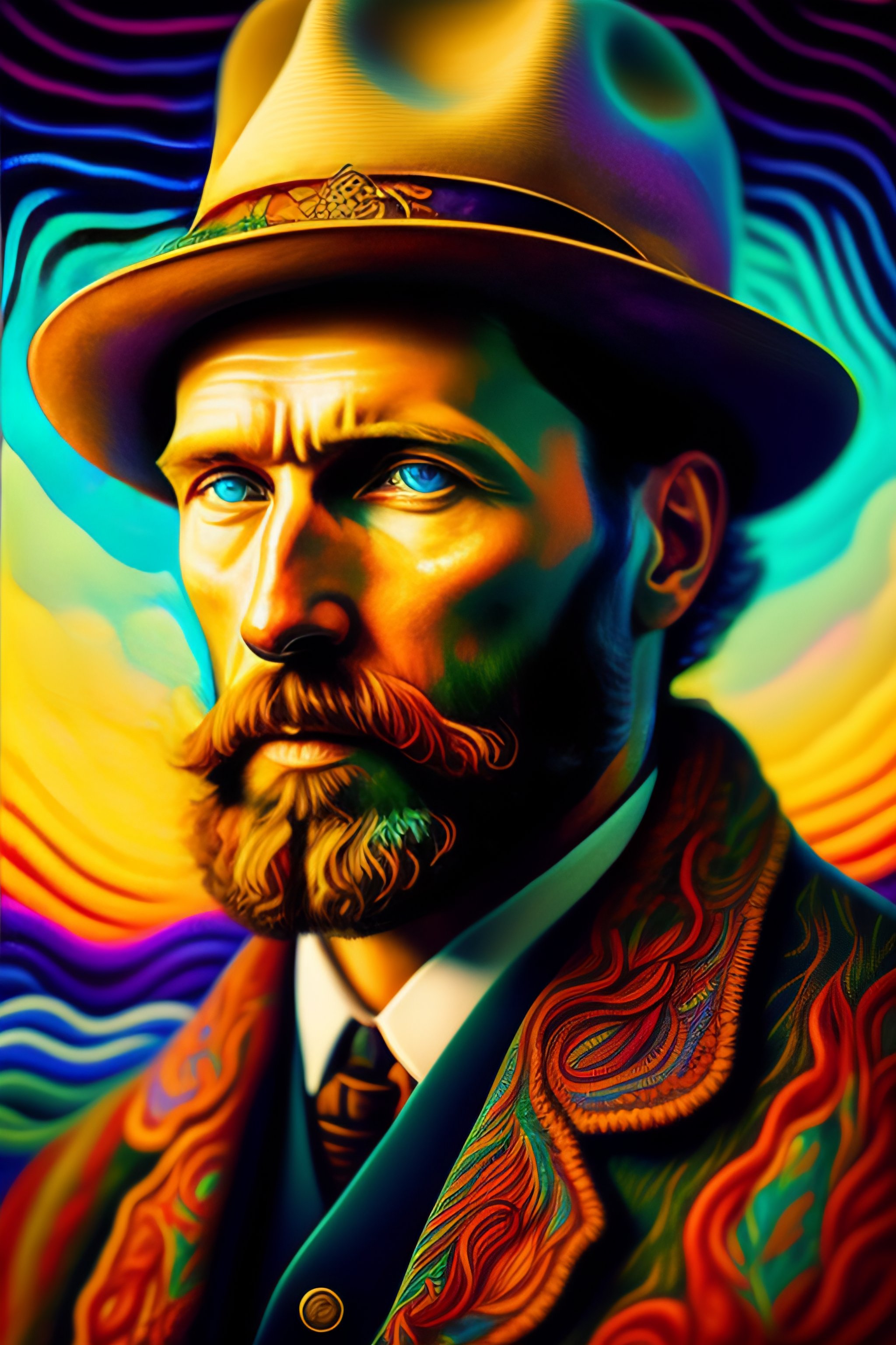 Lexica - An extremely psychedelic portrait of Vincent Van Gogh, surreal ...