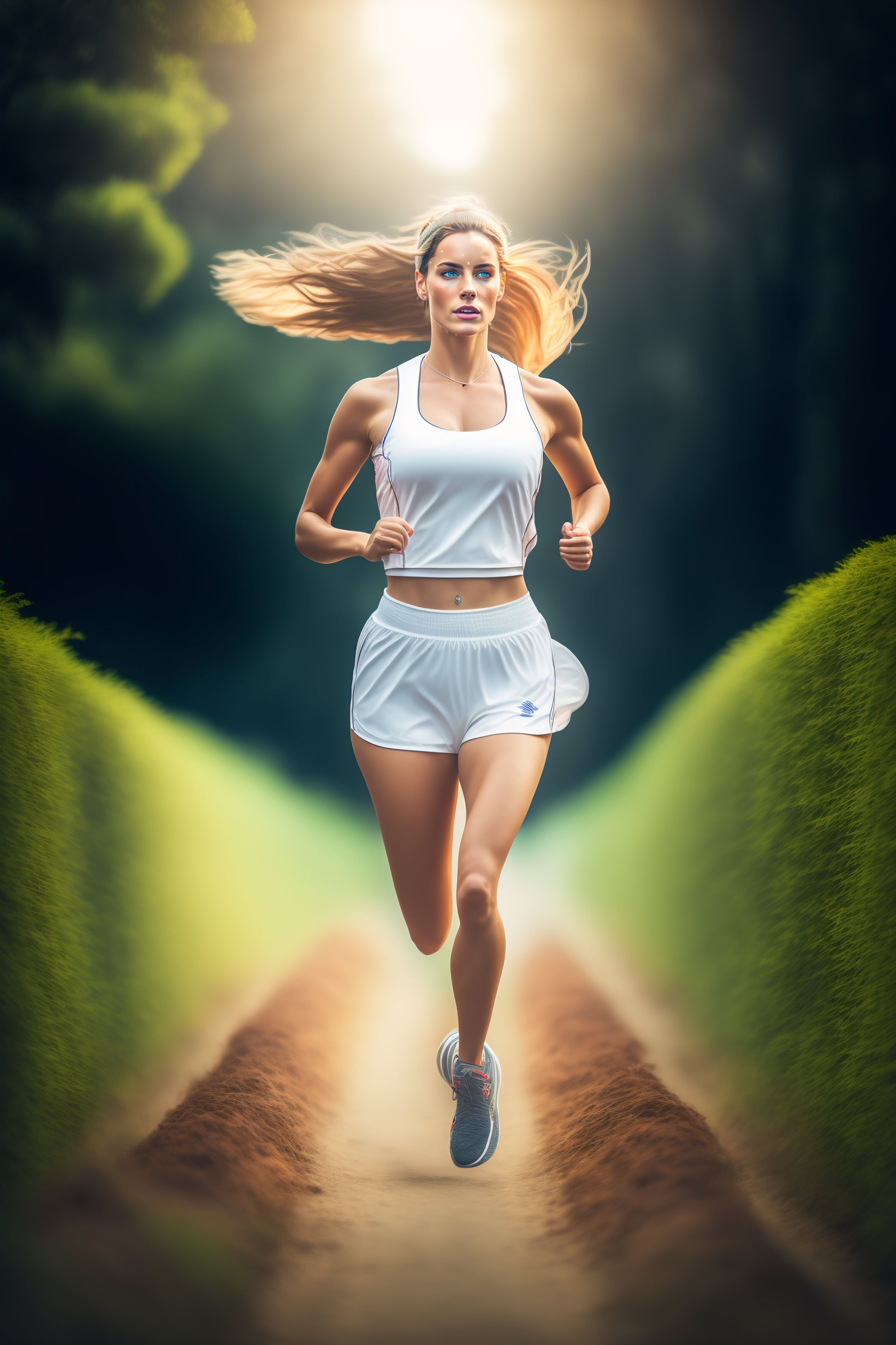 Lexica - Wide angle white skinned girl goddess running coverd by leafs ...