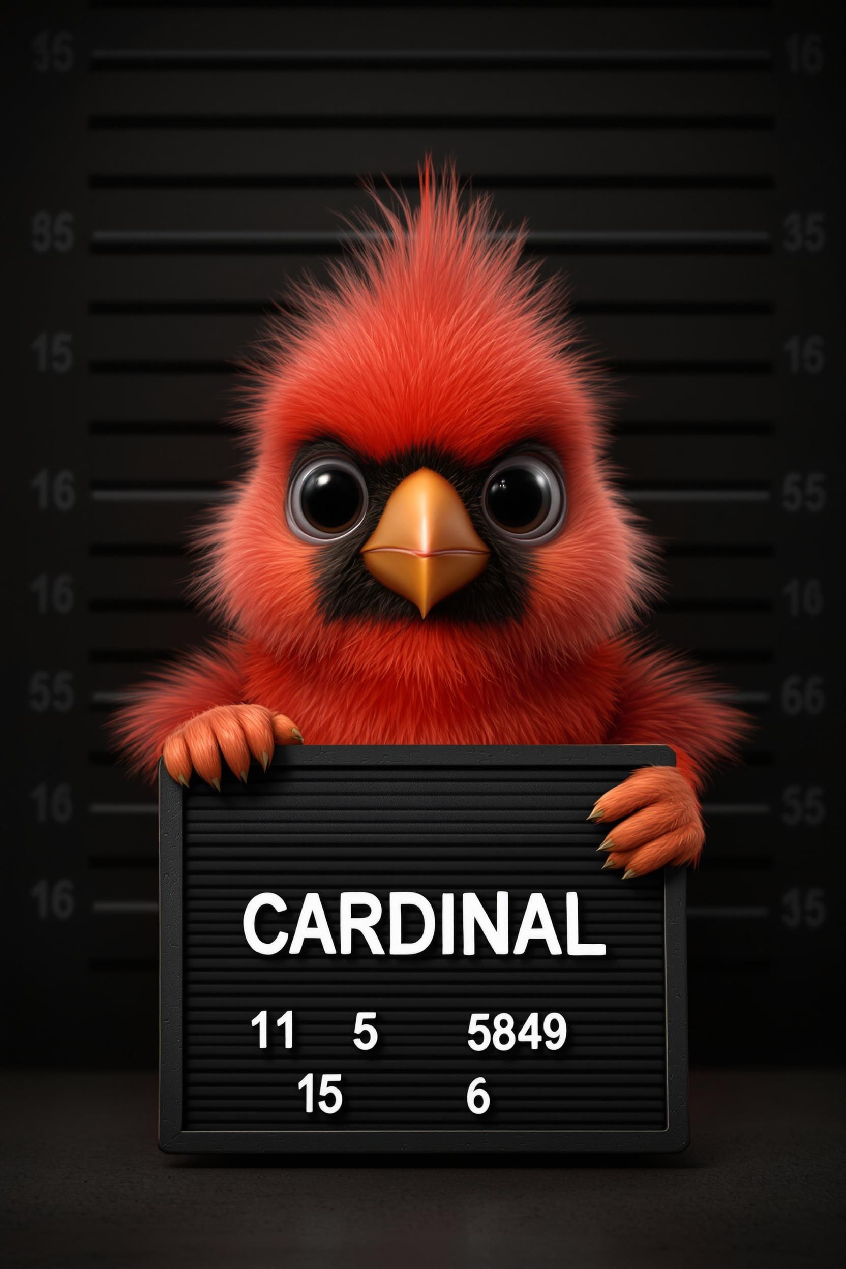 Lexica - Generate a cute baby cardinal in a mugshot, unreal render that ...