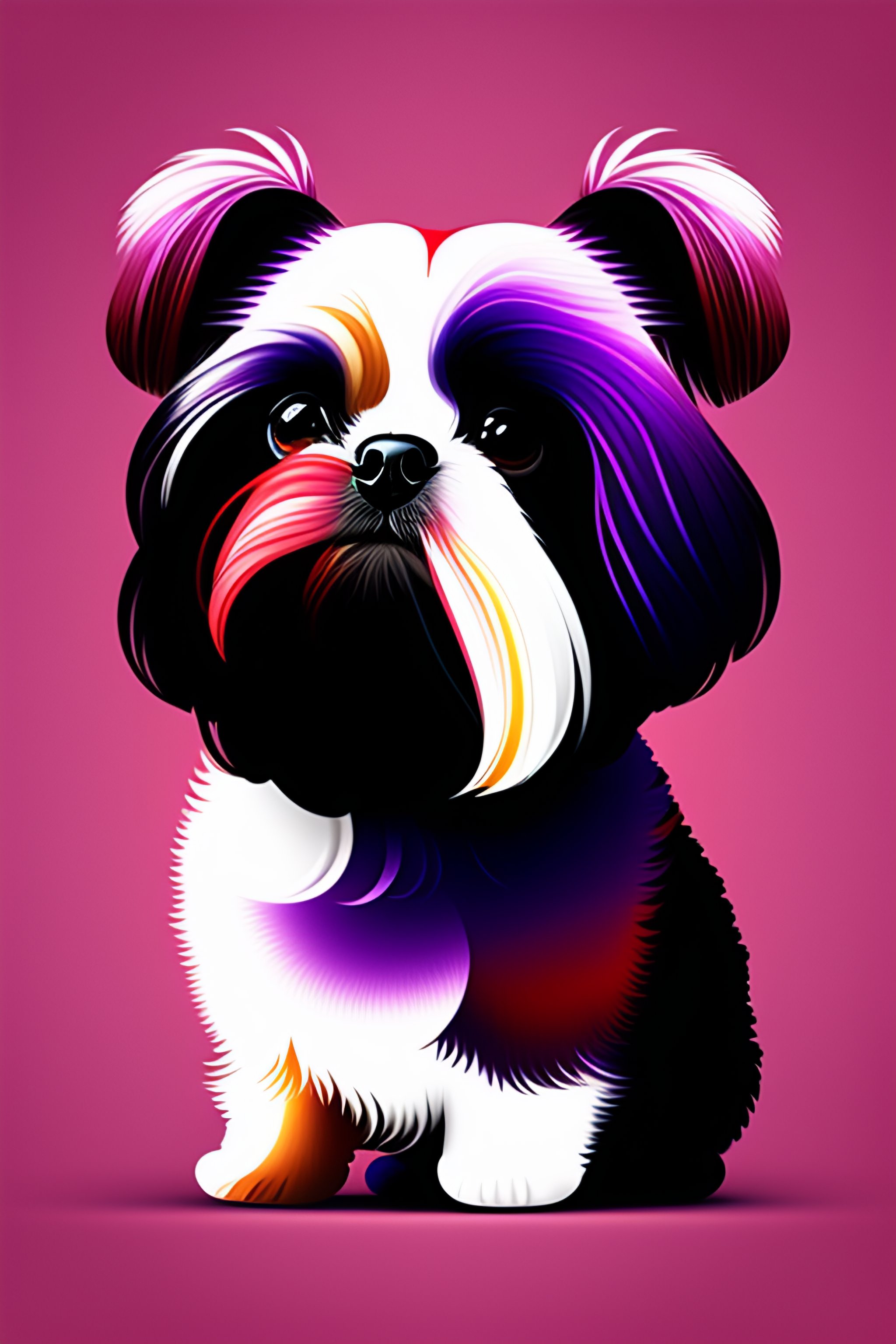 Lexica - Modern minimalist illustration, 2d lines, of a cute shih tzu dog barking