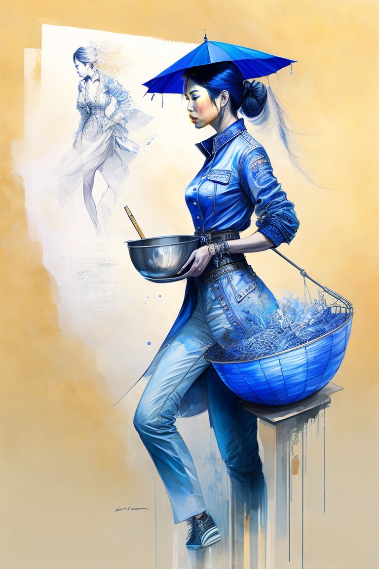 Lexica - Ball point pen Ink drawing of Vietnamese Vietnamese Female ...