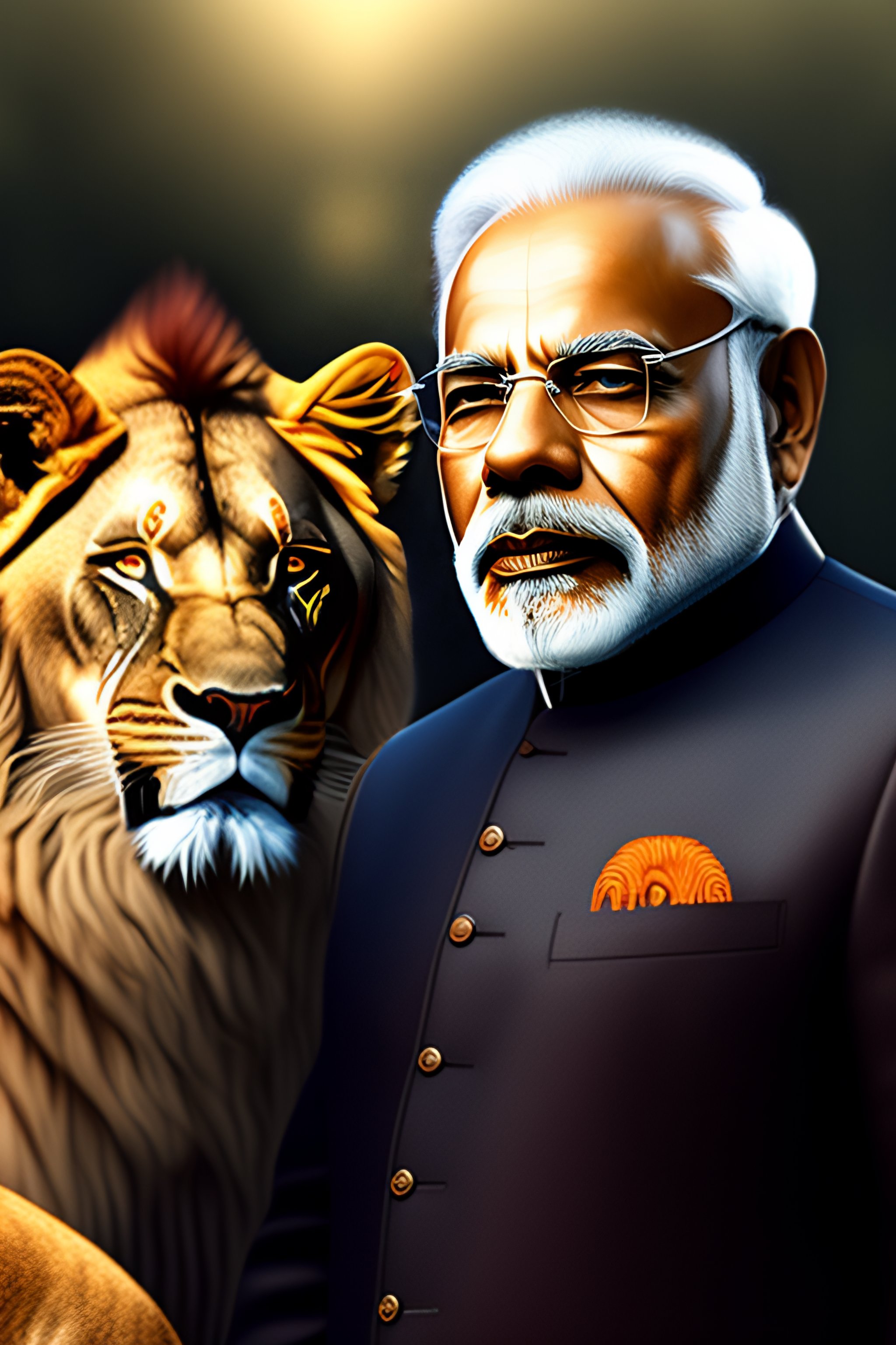 Lexica - Narendra Modi with lions, 8k Render, Realistic, Trending on ...