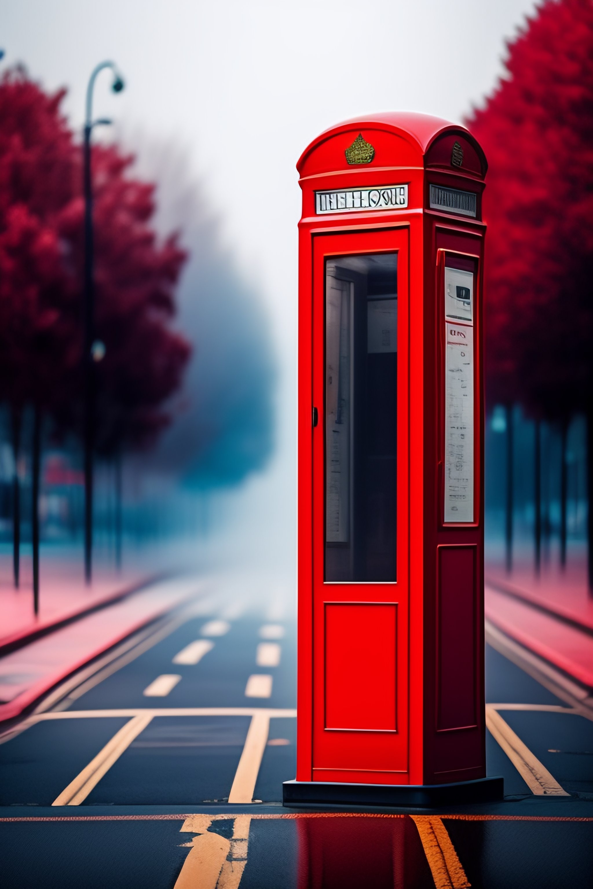 Lexica - Color splash wide photo, of red phone booth in, the middle of ...