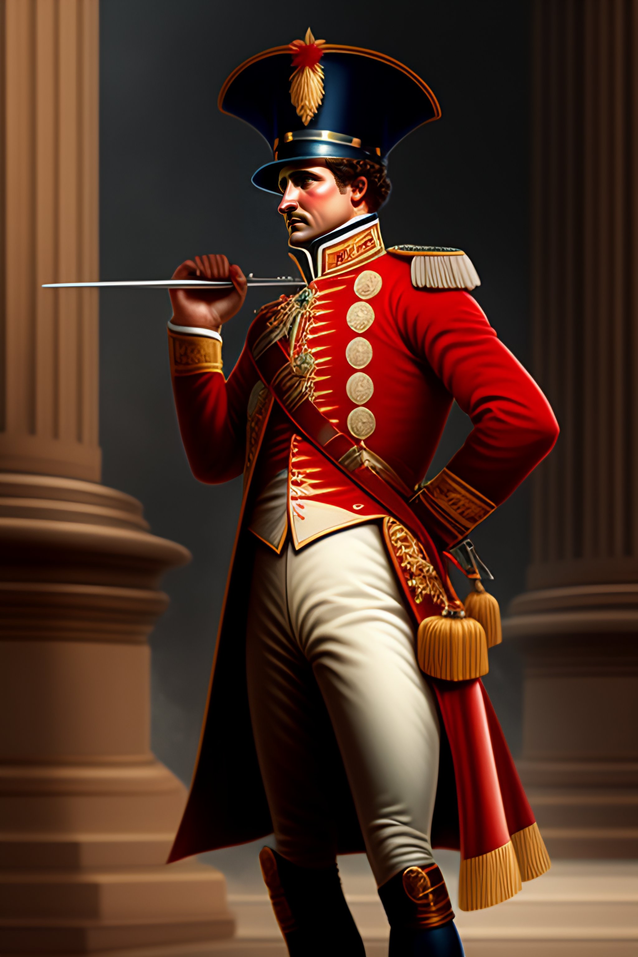 Lexica - Napoleon soldier bowing with his hat.