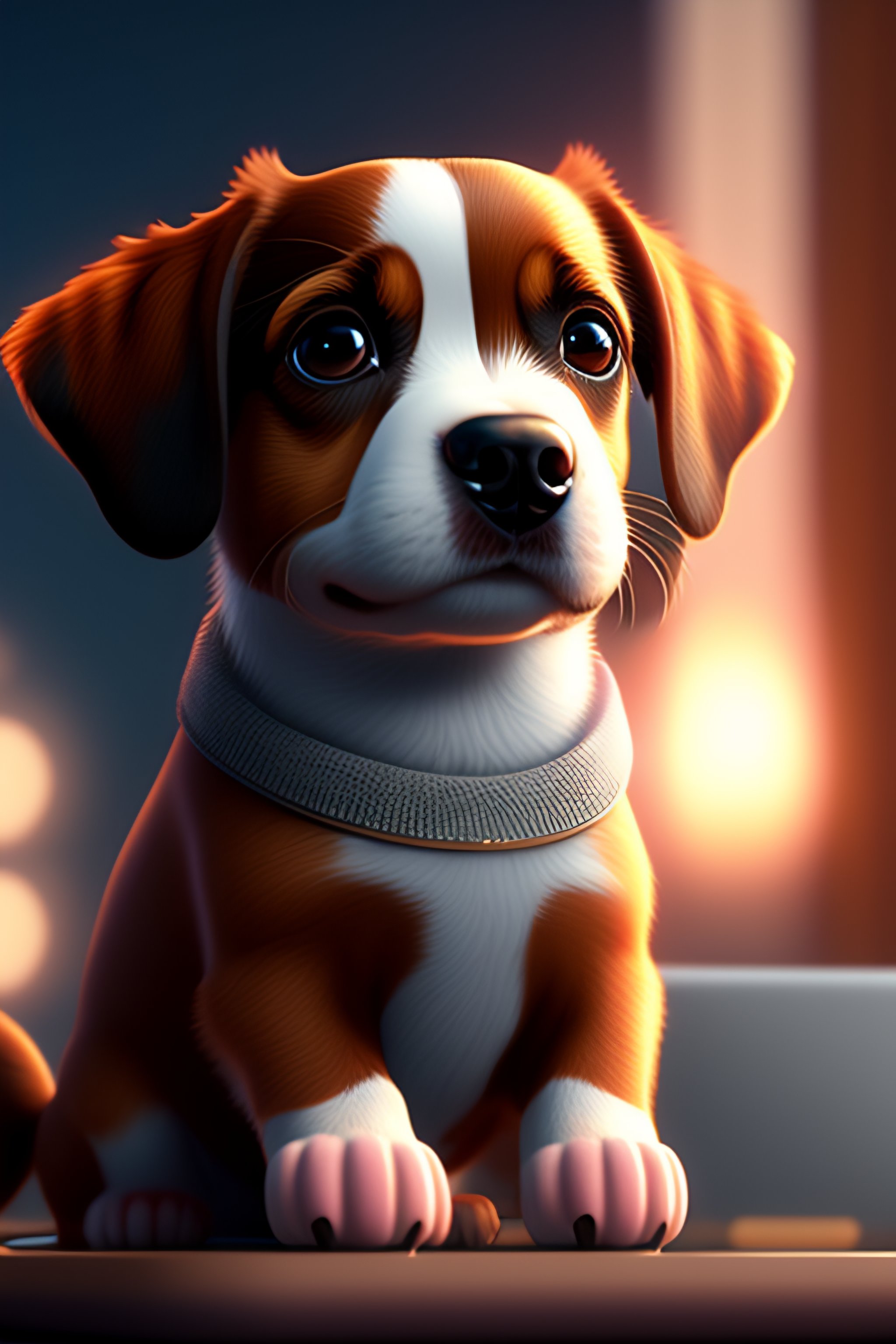 Lexica - Cute small humanoid dog sitting in front of laptop ,unreal ...