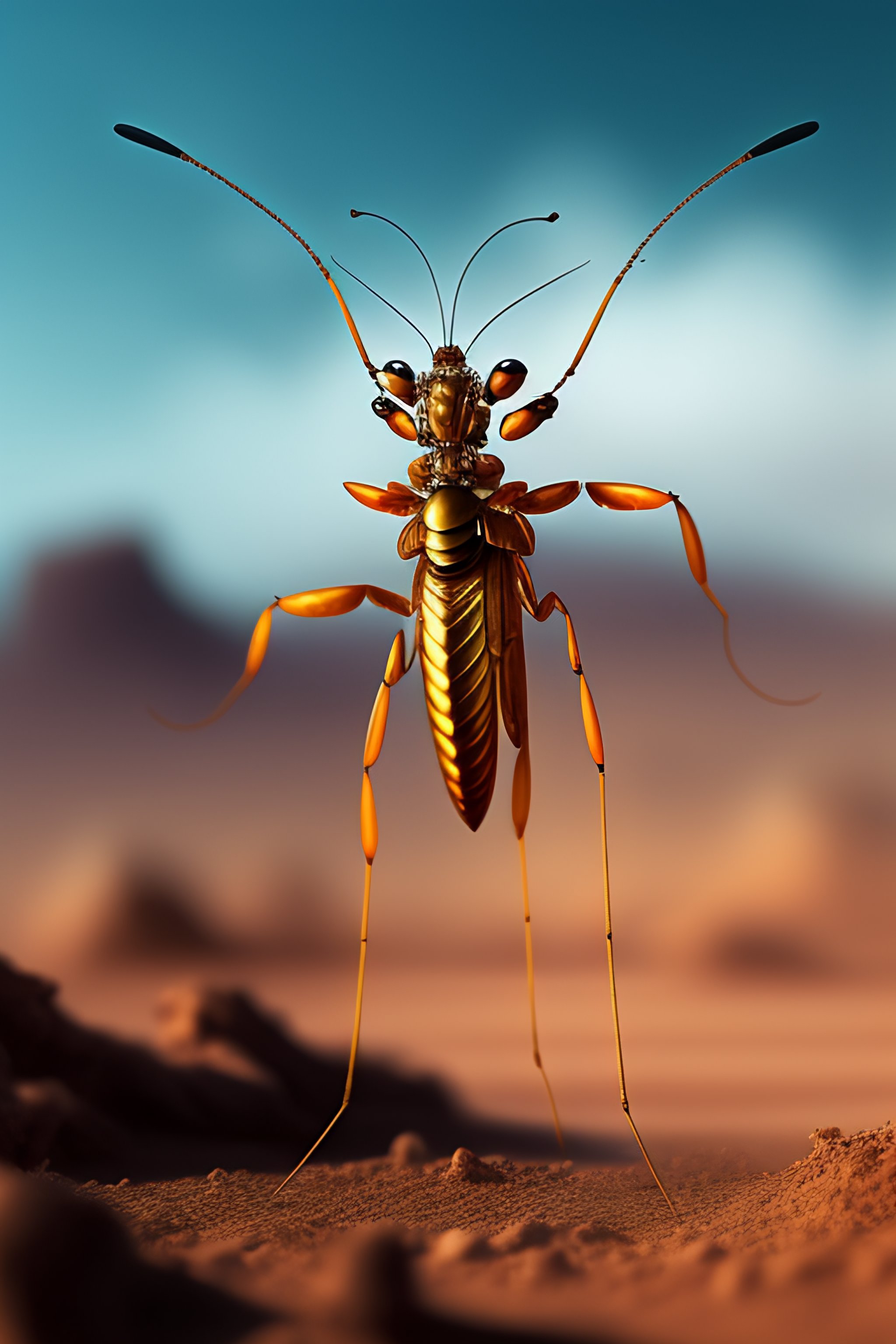 Lexica - A humanoid mantis holding a spear