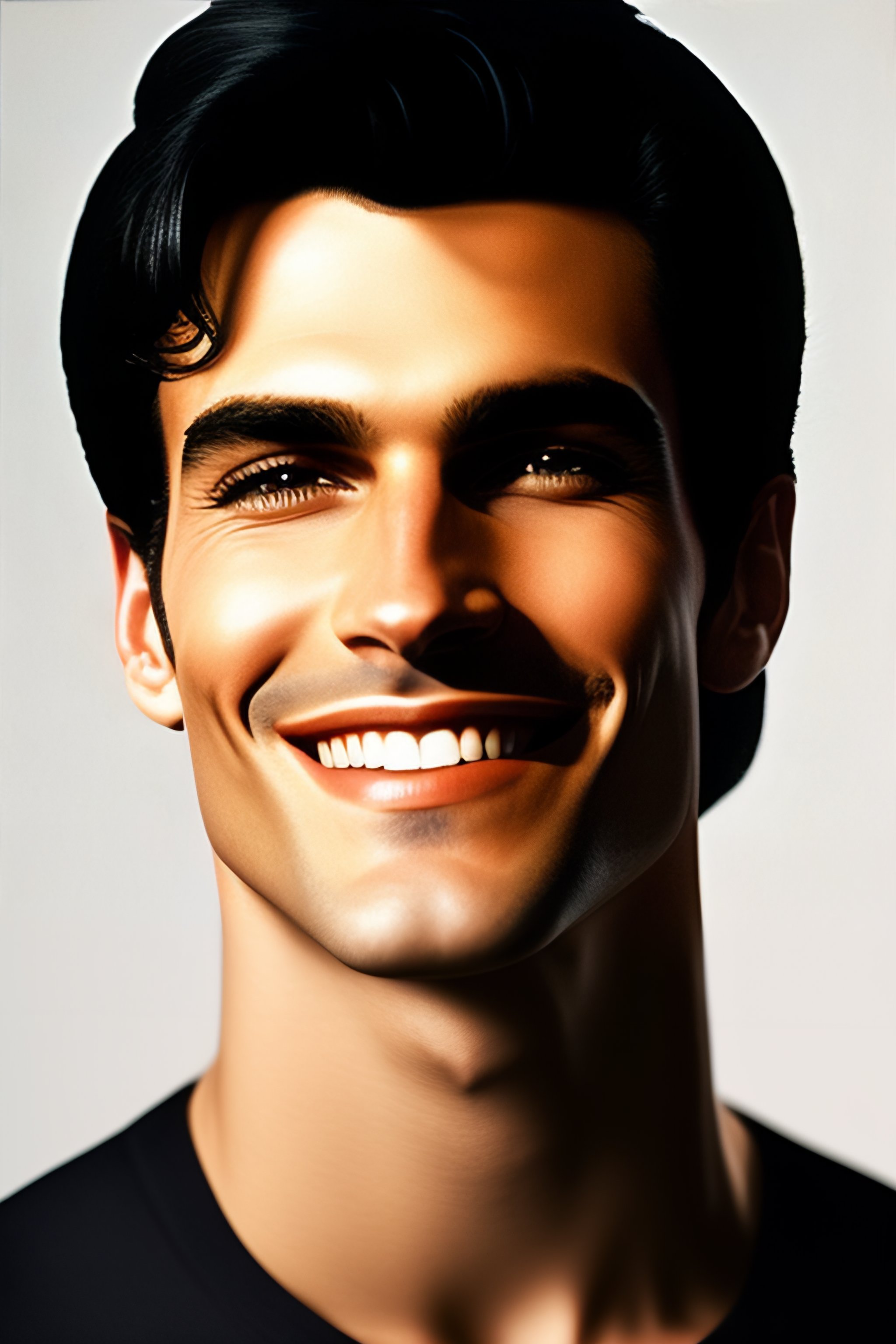 Lexica - Handsome white skin man, with black hair, a grin on his face ...