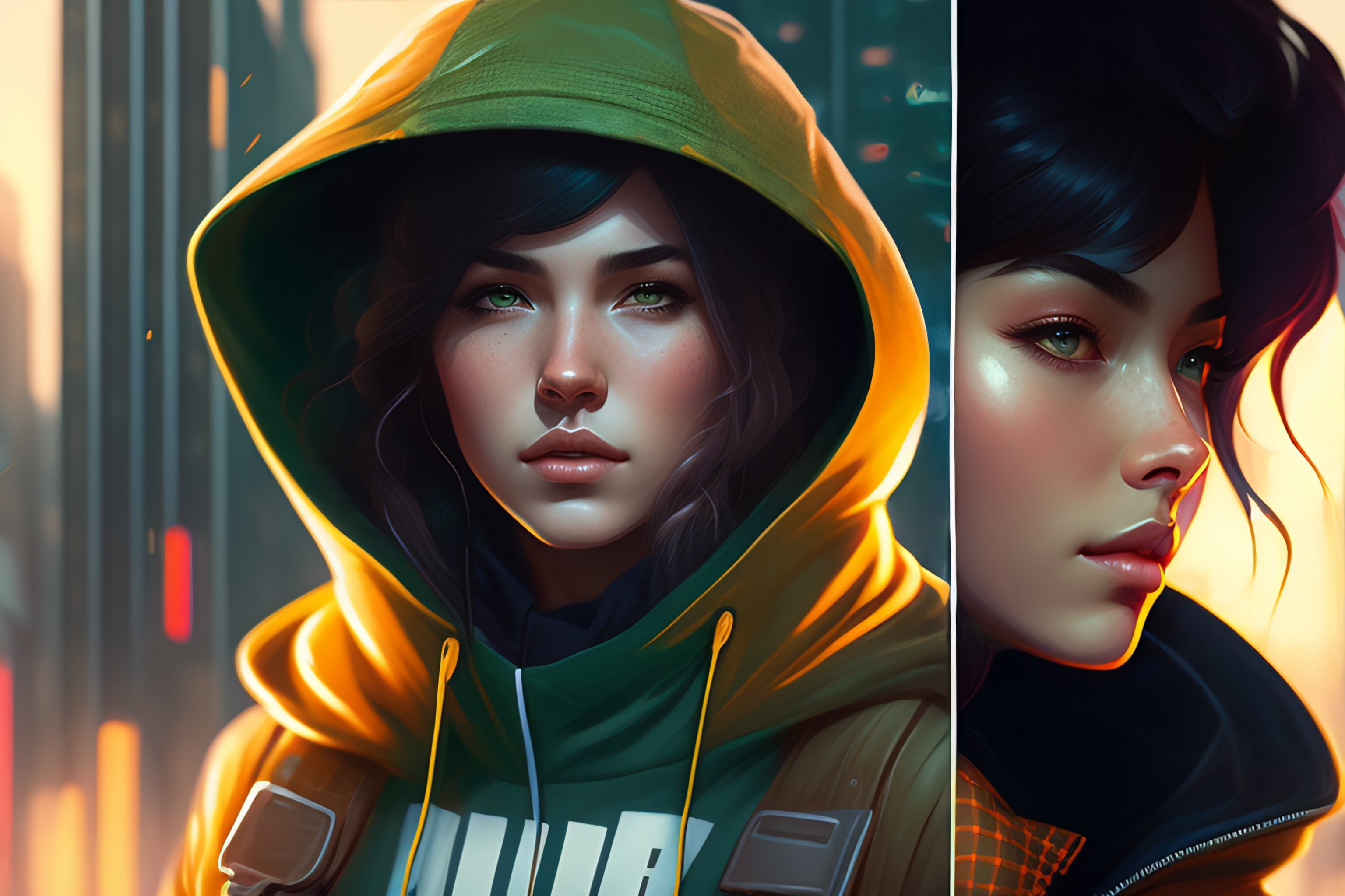 Lexica - Highly detailed portrait of a cloudpunk young seattle lady ...