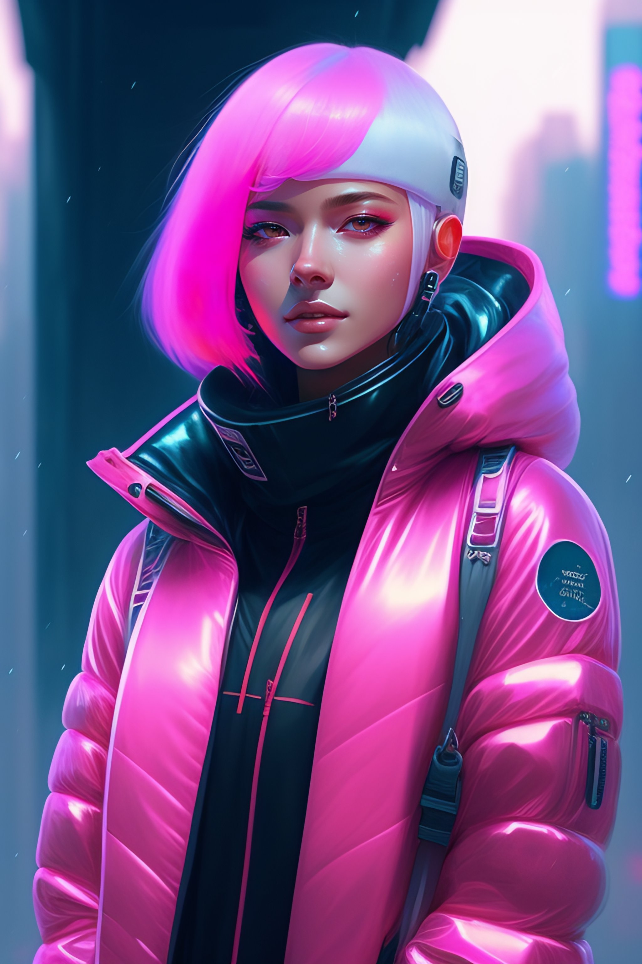 Lexica - Detailed portrait of smiling cute cyborg girl, cyberpunk ...