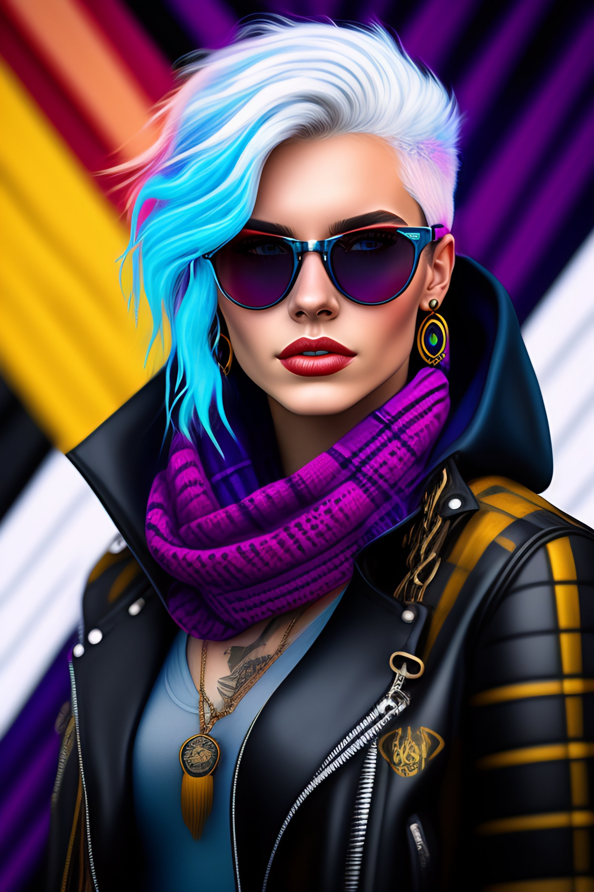 Lexica - Highly detailed portrait of a sewer emo ciber punk woman ...