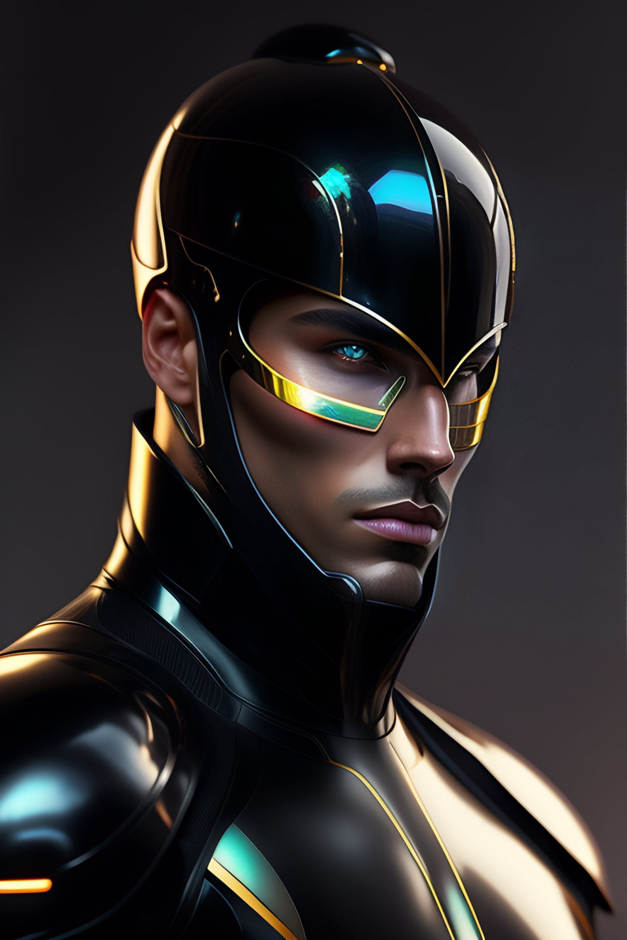 Lexica - Iridescent sinewy smooth muscular male sleek glossy black ...