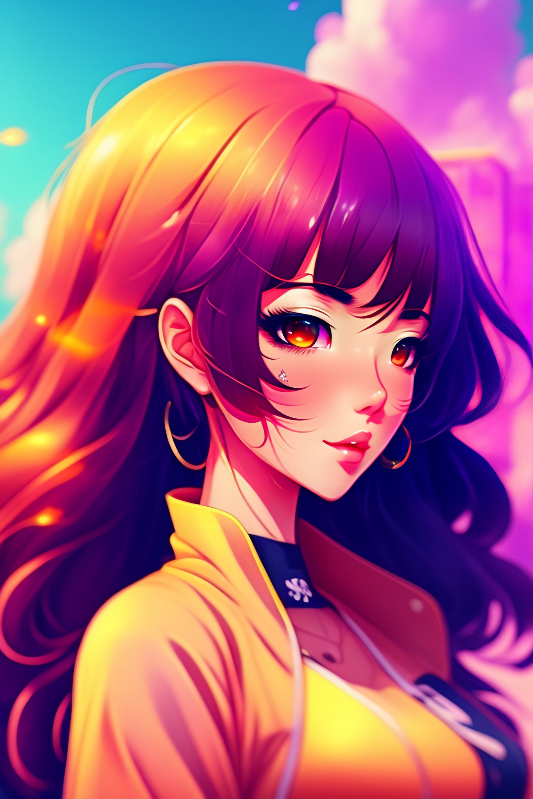 Lexica - Synthwave anime girl warm colours, digital art, soft ...