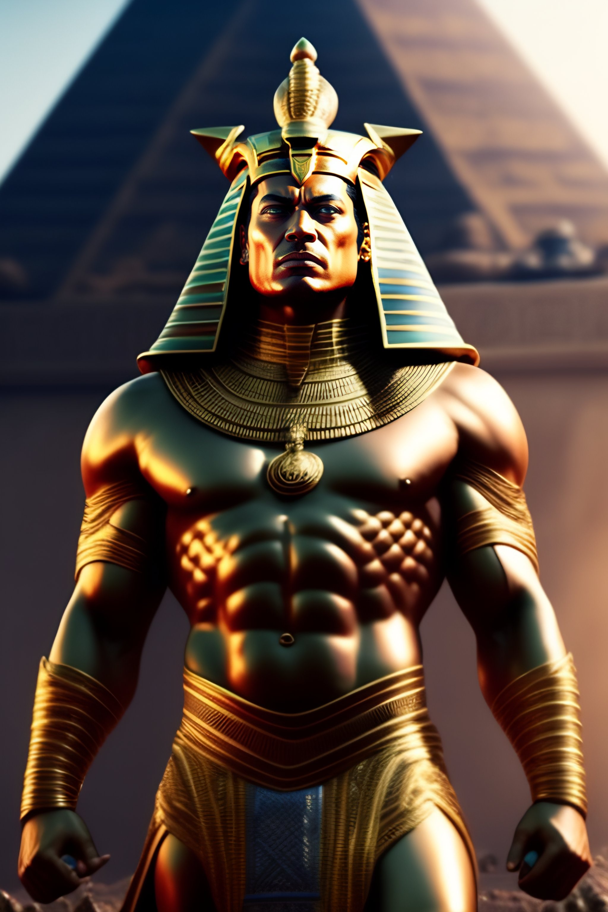 Lexica - A wide shot of Elon musk dressed as an Egyptian pharaoh with ...