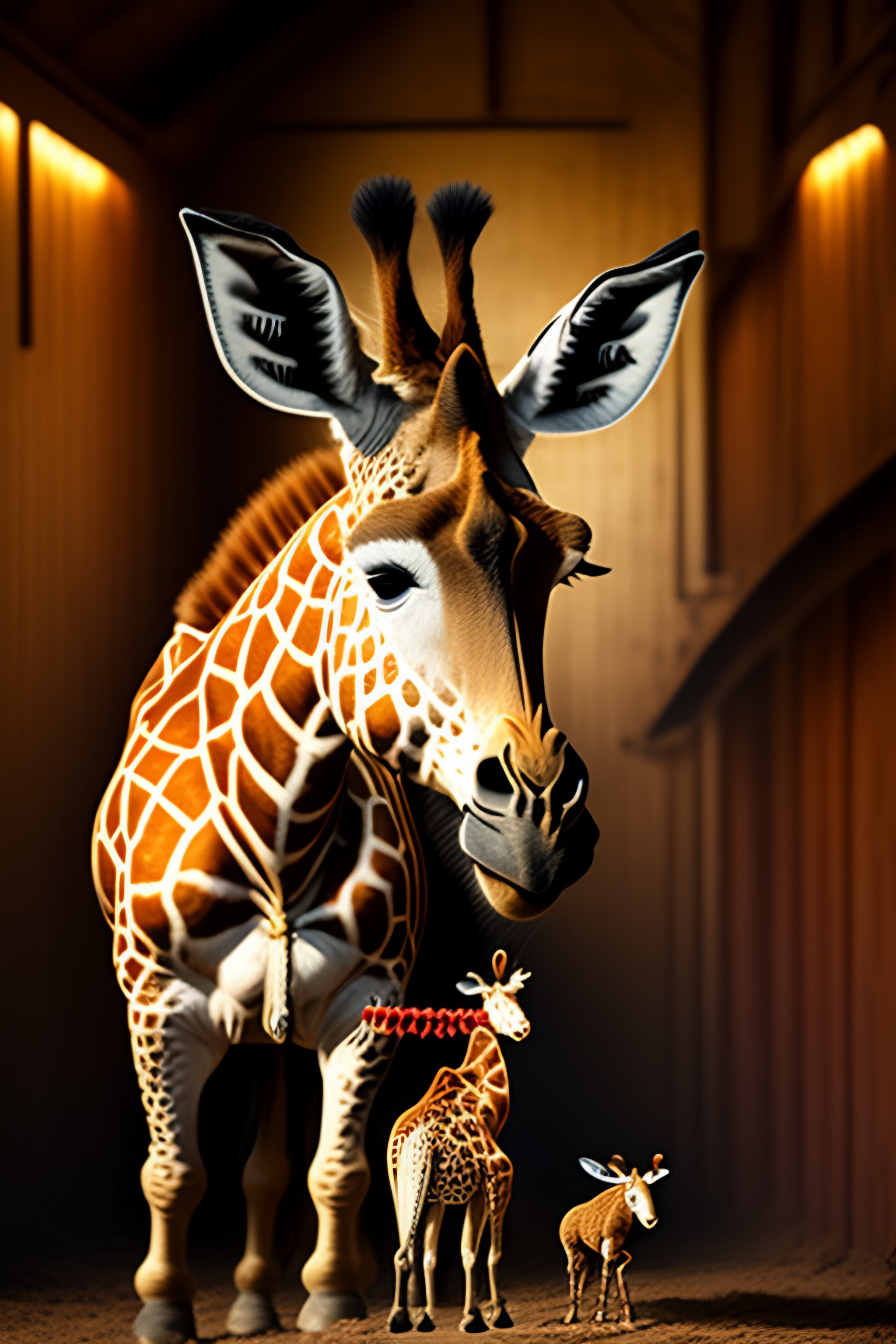 Lexica - Donkey Kong riding a giraffe while both eat pizza