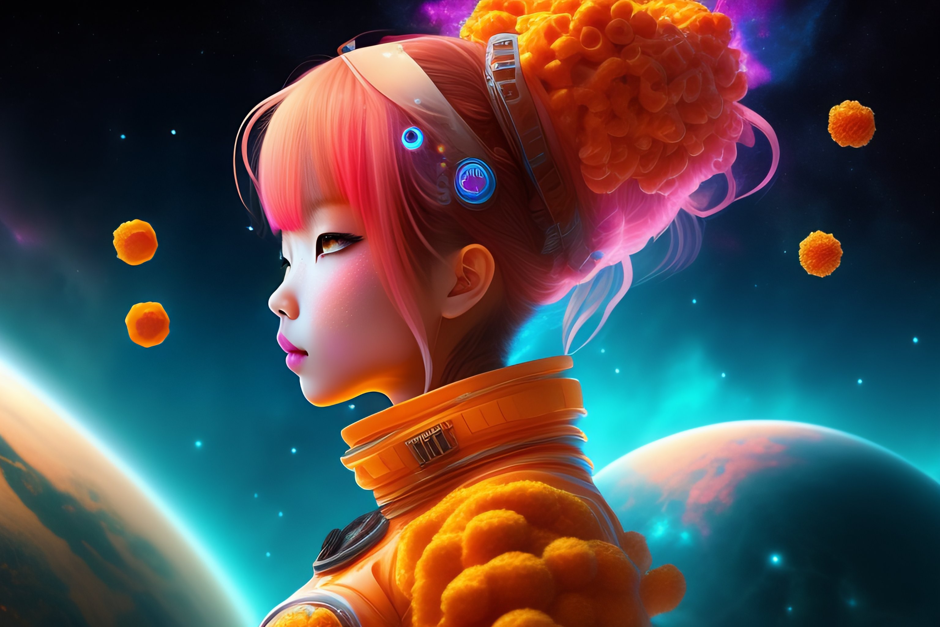 Lexica - Humanoid bacteria anime style, cheetos, space, fantasy