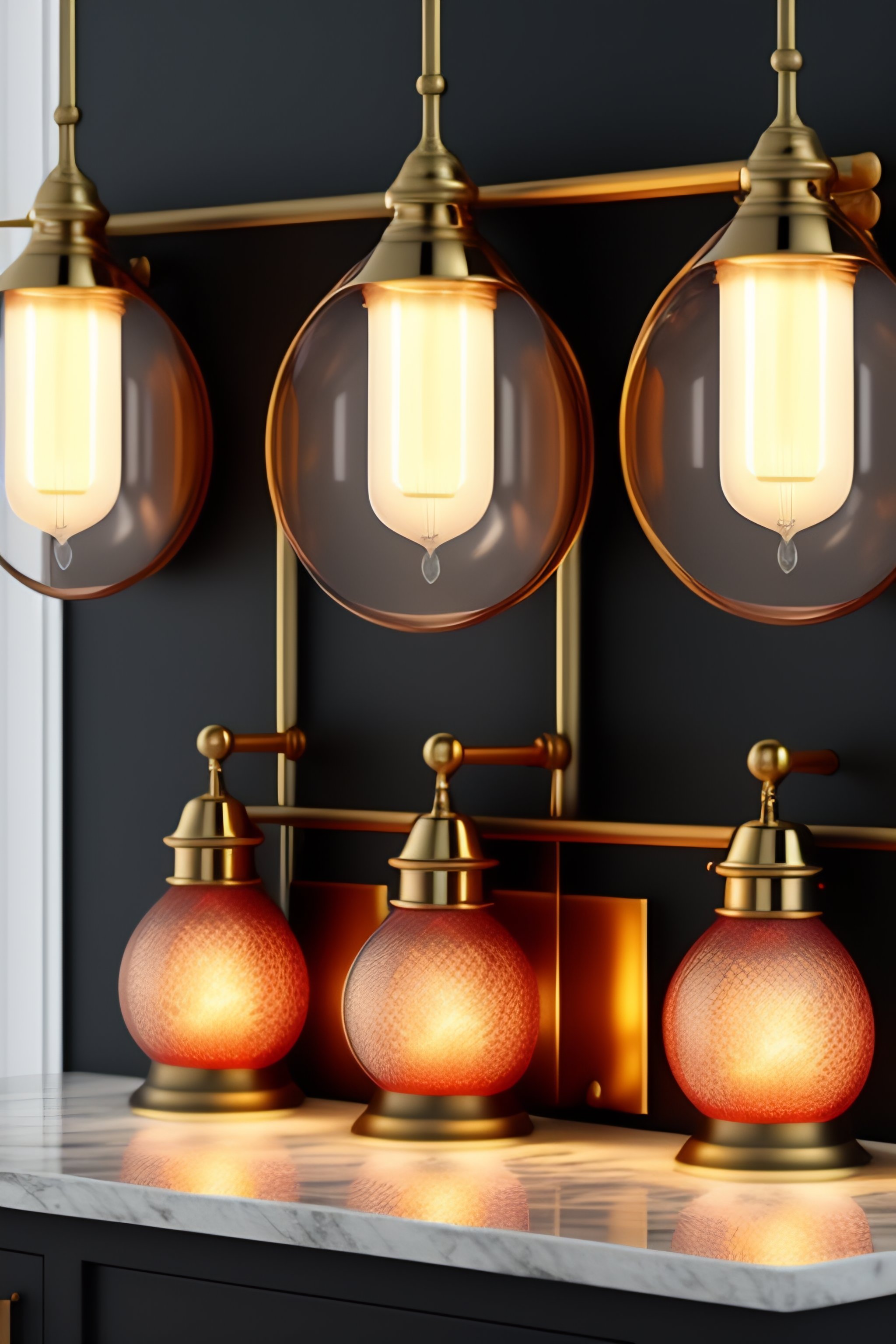 Lexica - 3 light vanity fixture, Japandi design style