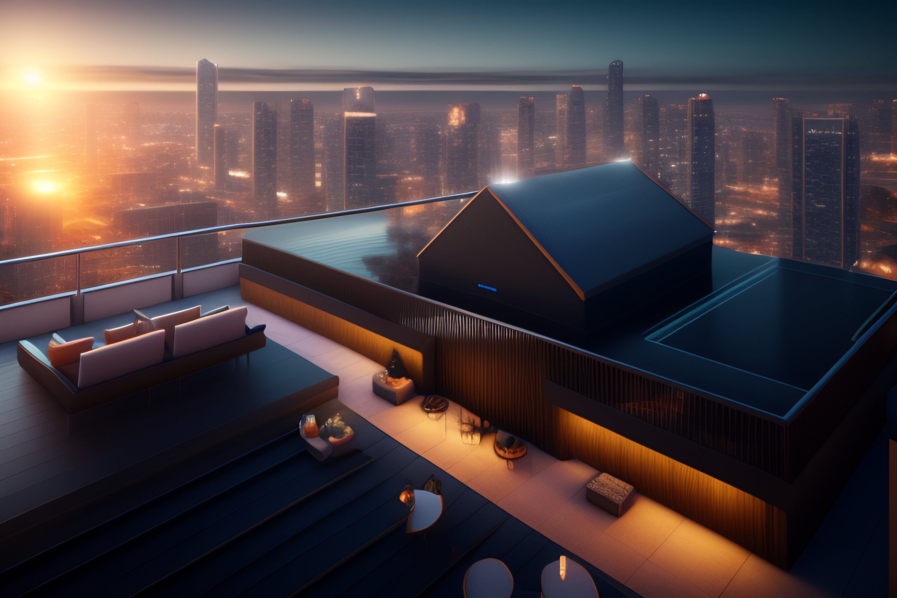 Lexica - Movie stage on the roof of a skyscraper, artstation, floor ...