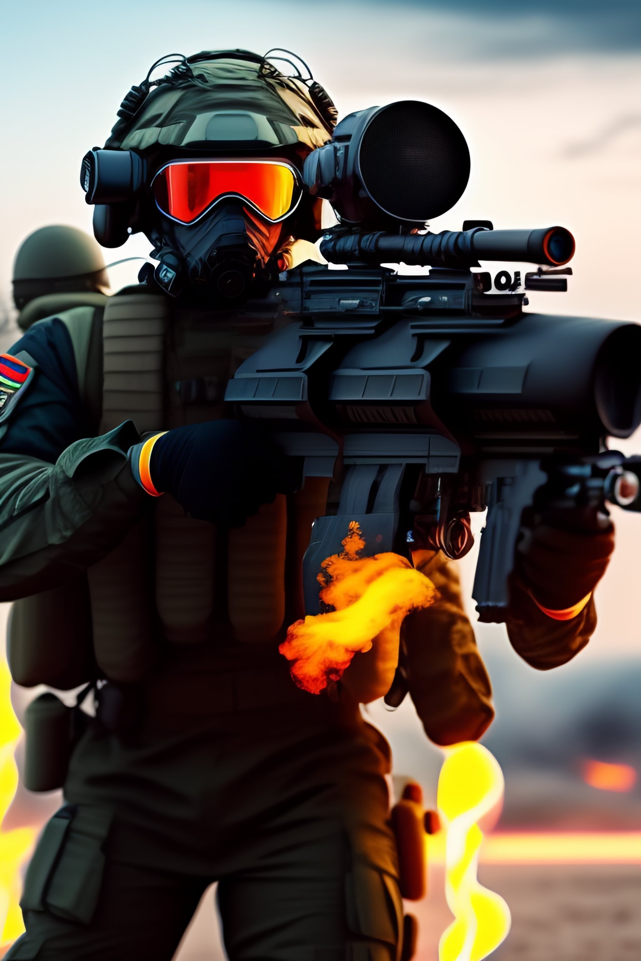 Lexica - Futuristic soldier with special ops team driving a mechanical ...