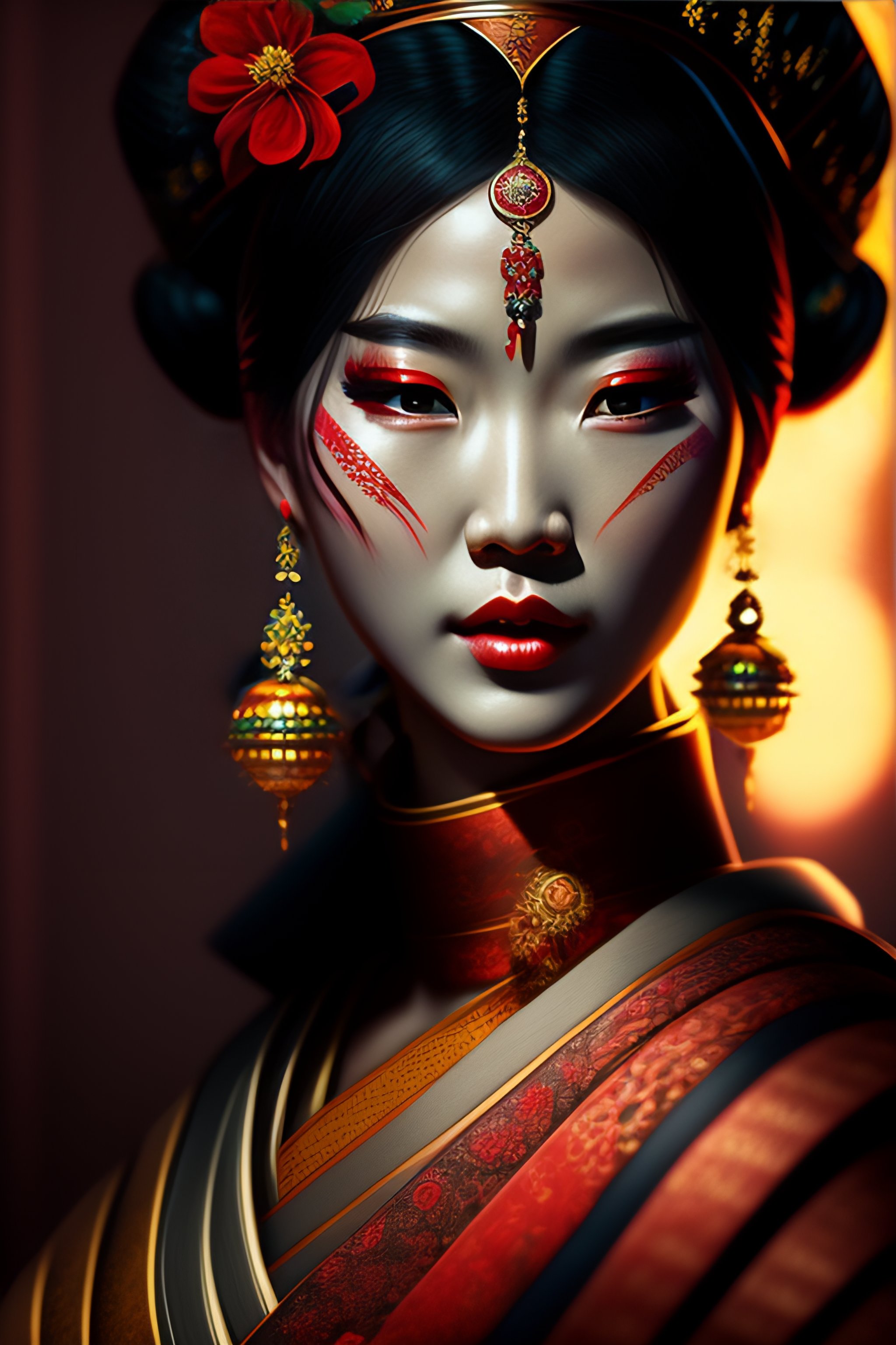 Lexica - Portrait art of undead geisha, detailed,intricate, full of ...