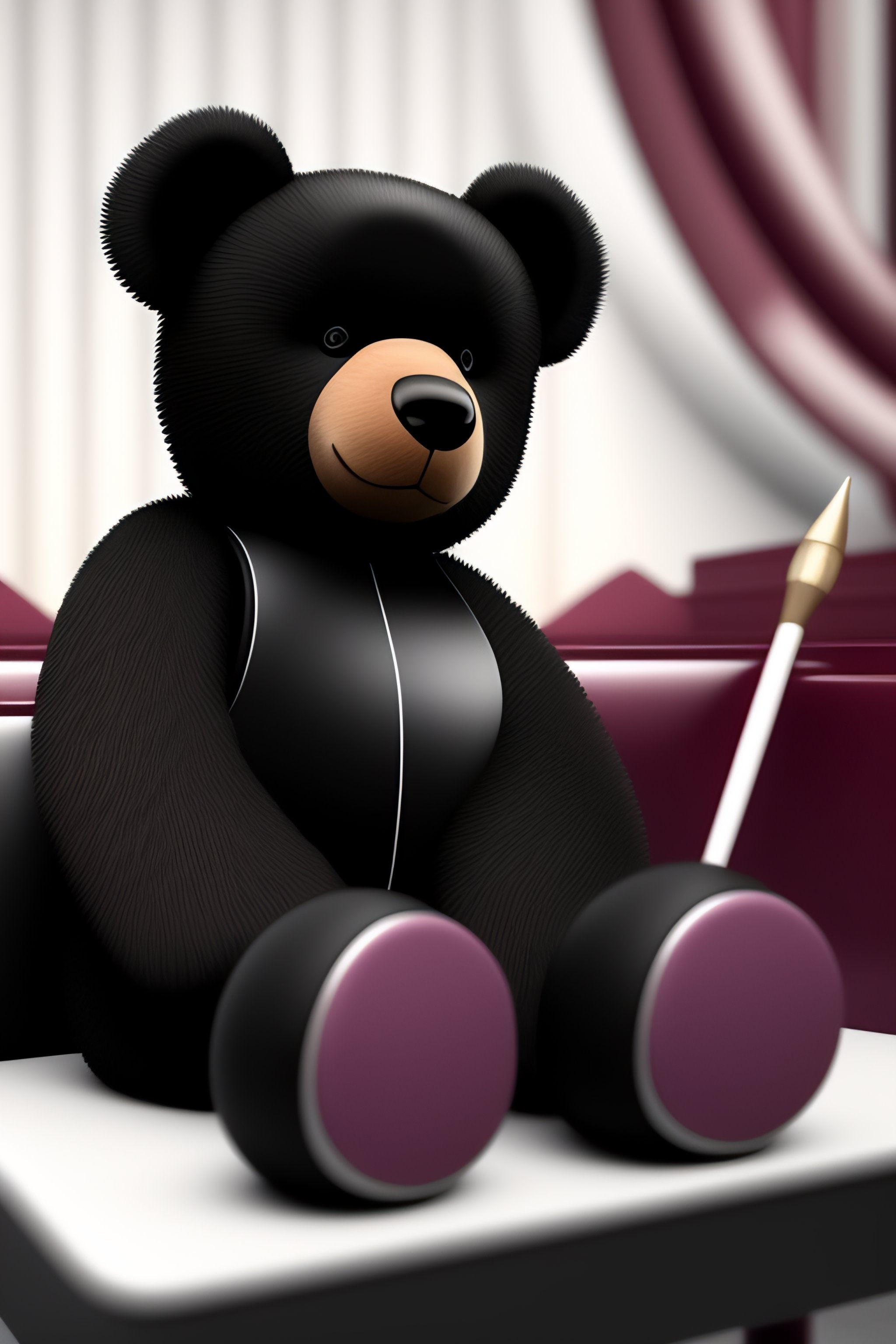 Lexica - A teddy bear which is black and white, next to a pink haired ...