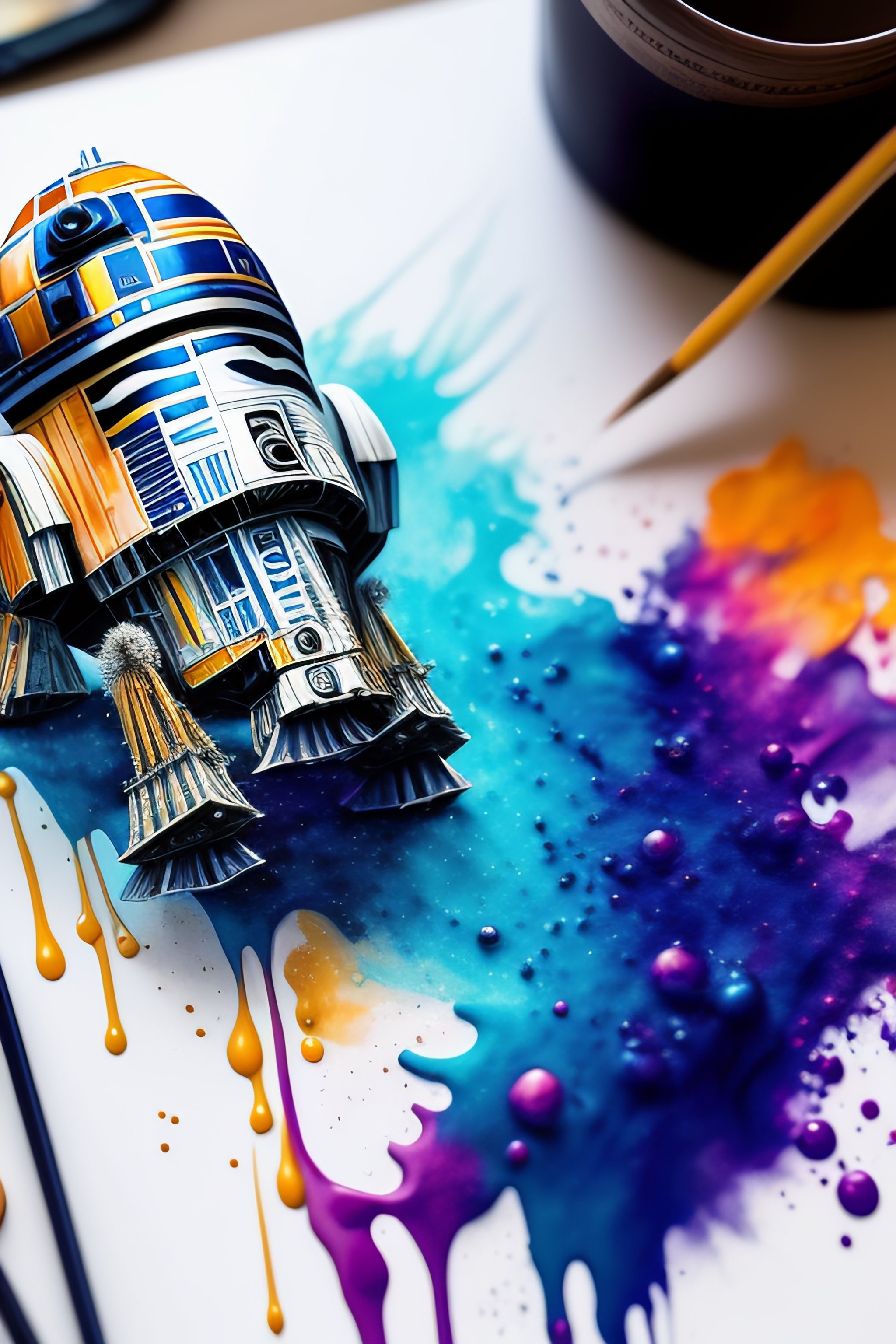 Lexica - Scribble art next to the paper and paints splashing on the ...