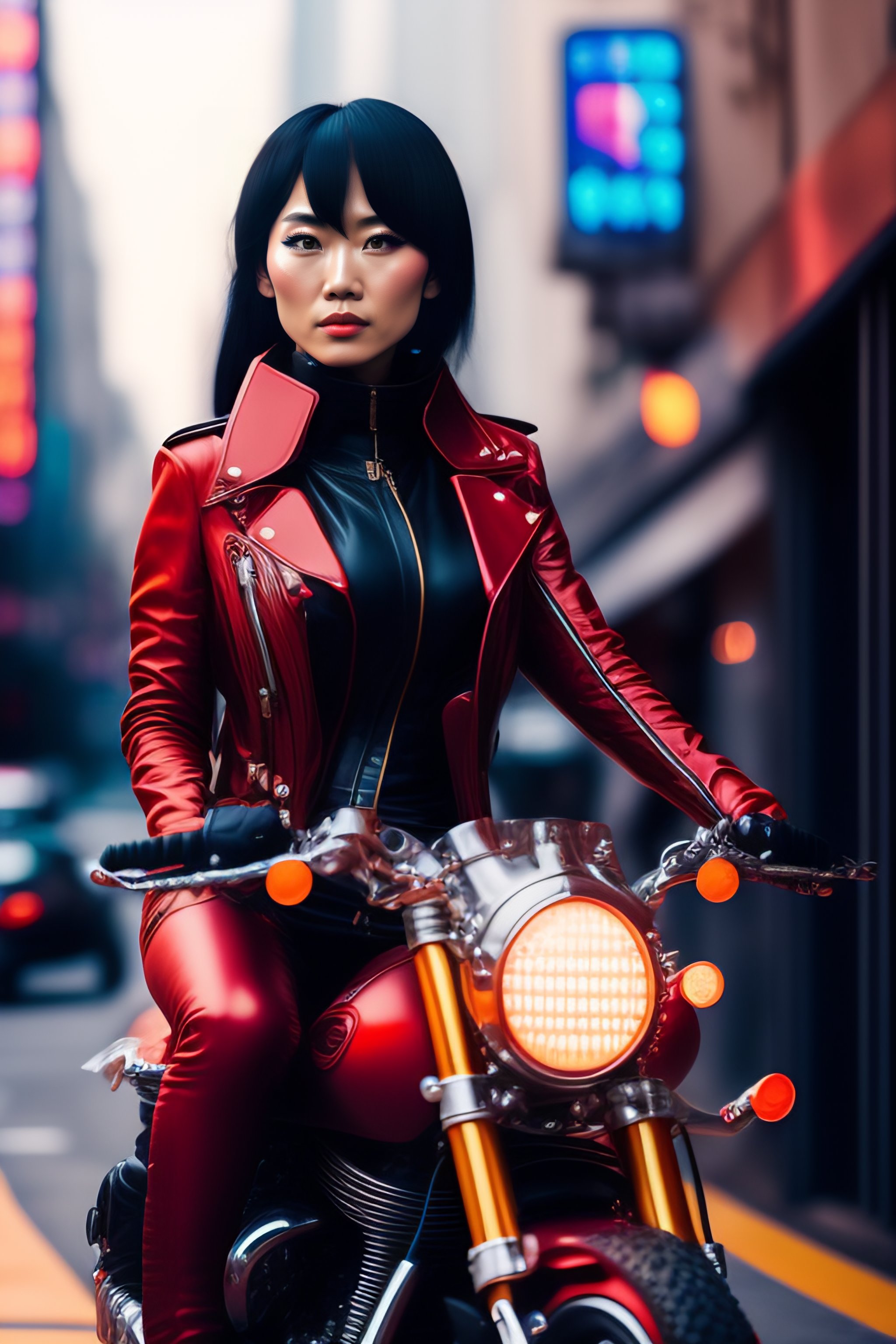 Lexica - Miyako from akira movie, riding futuristic high-tech motorcycle , post apocalyptic Neo ...