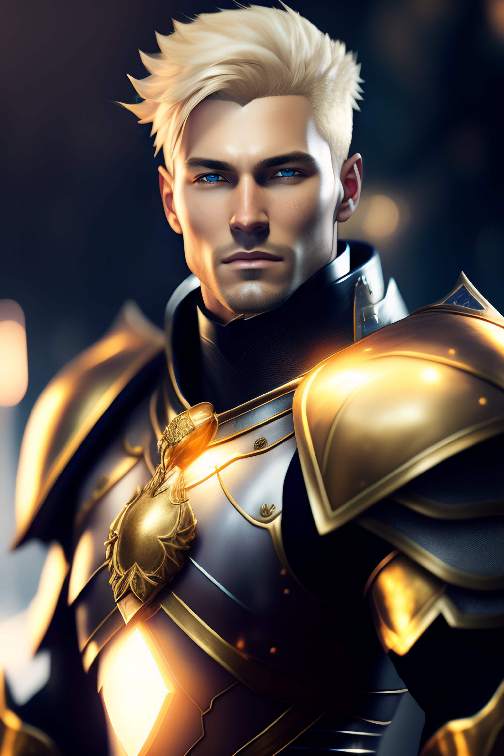 Lexica - Photo realistic portrait of paladin, male, blonde hair ...