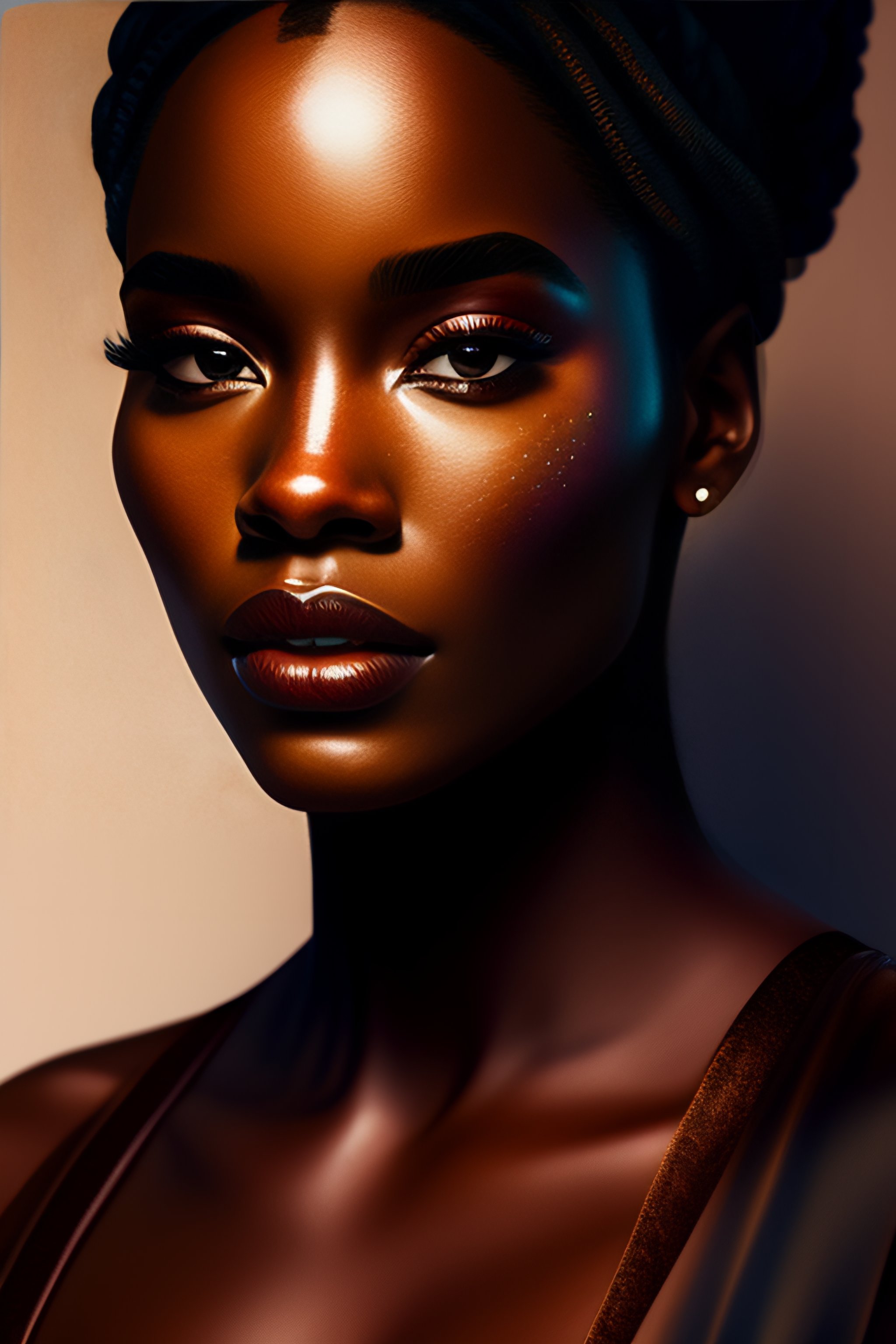 Lexica - Portrait of a brown skinned beautiful african american model ...