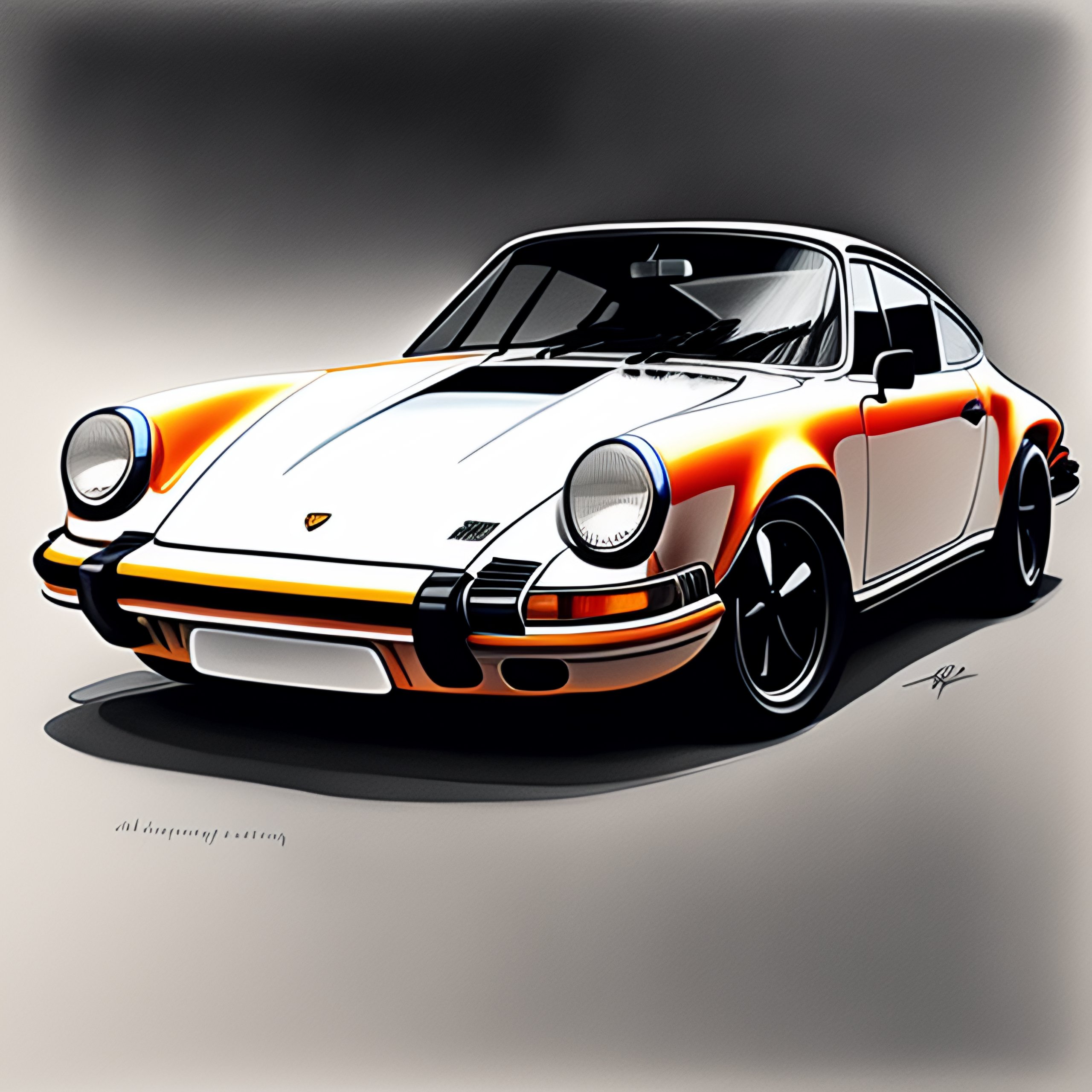 Lexica - A hand drawn sketch of a Porsche 911