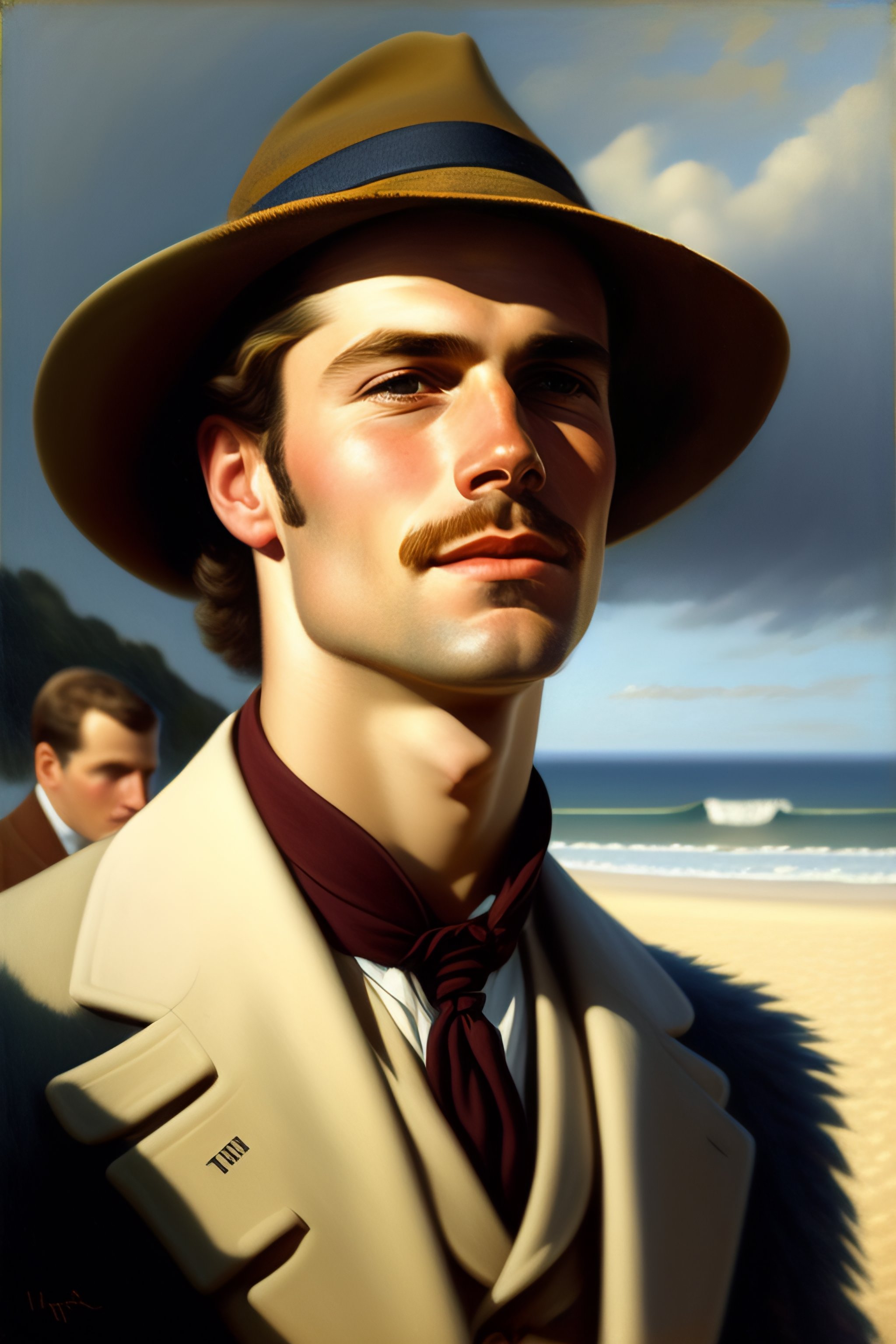 Lexica - Portrait of Fernand Huts on a beach