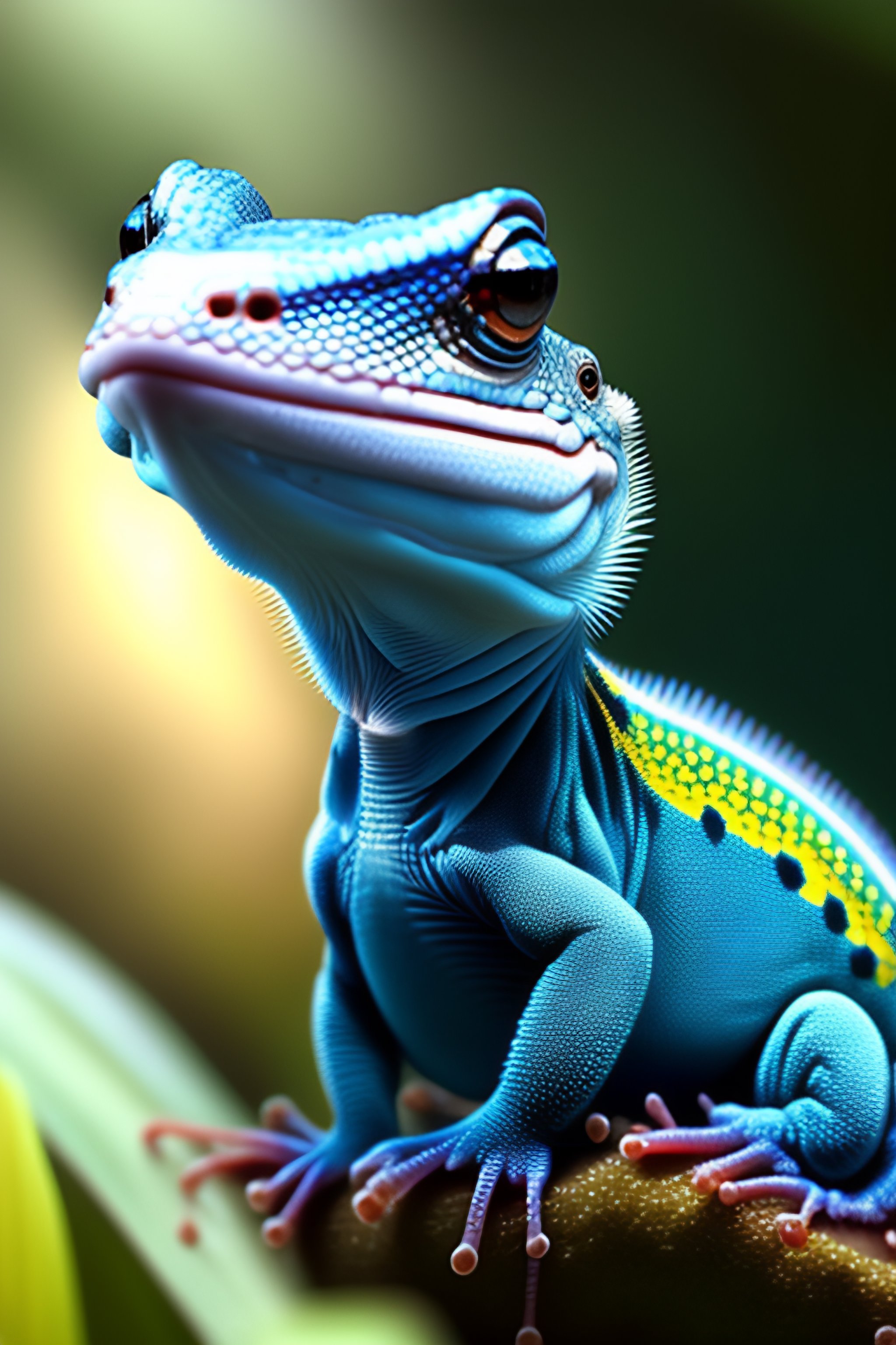 Lexica - An upright, light-blue, cartoon gecko, head bigger in ...