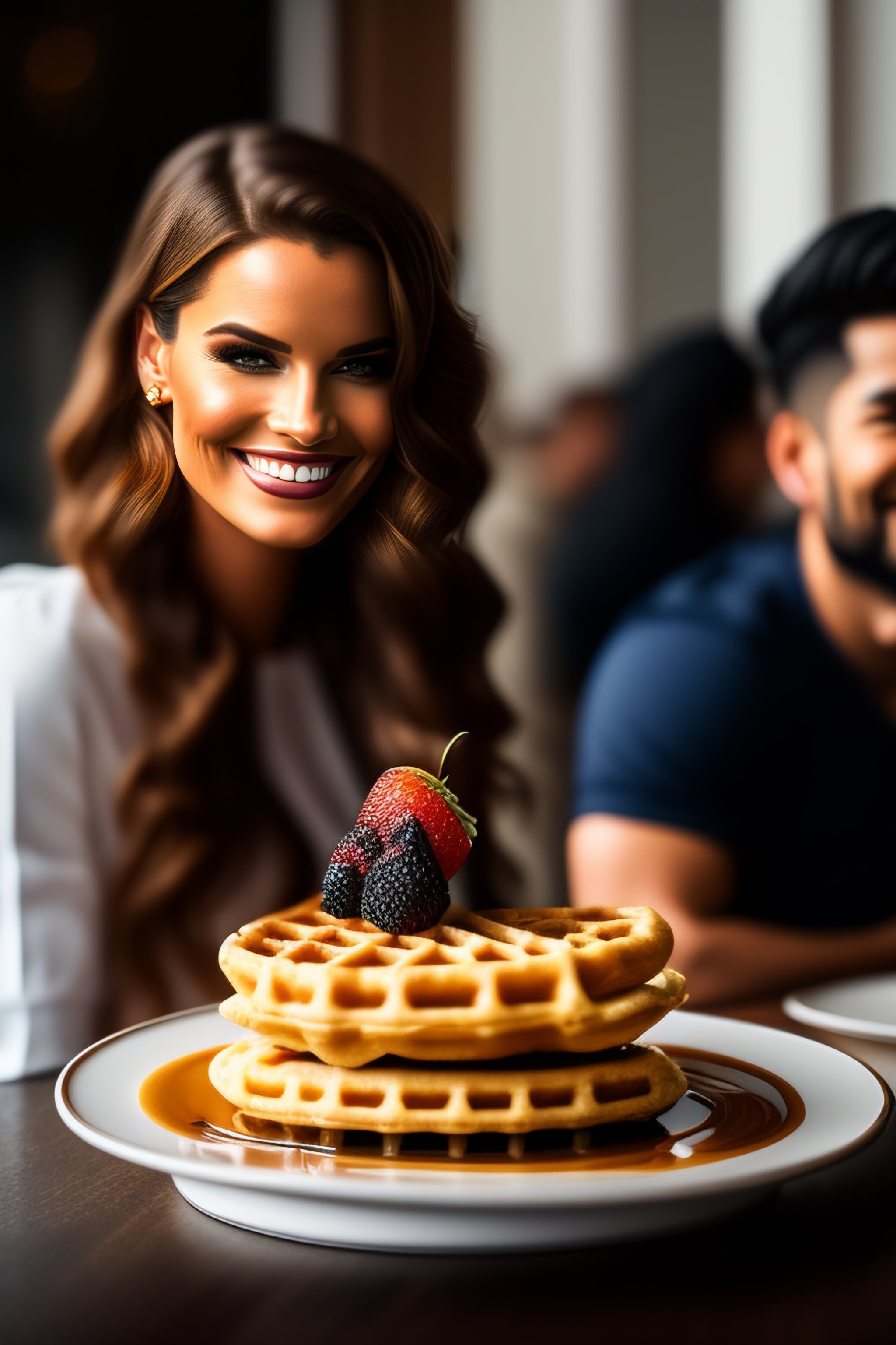 Lexica - People sitting in a row to eat waffle