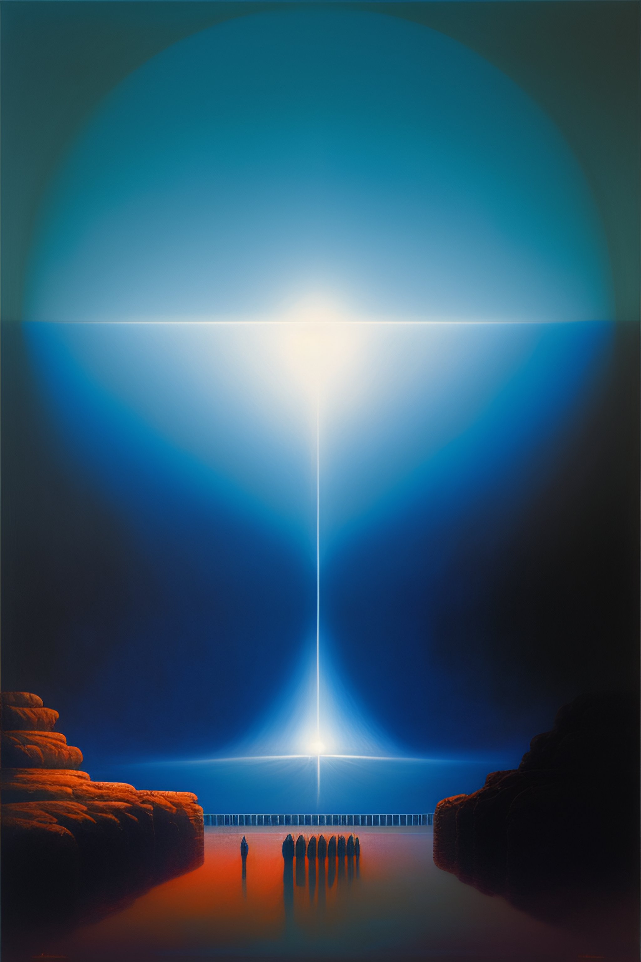 Lexica - Worshippers in robes huddled around a very complex gigantic ...