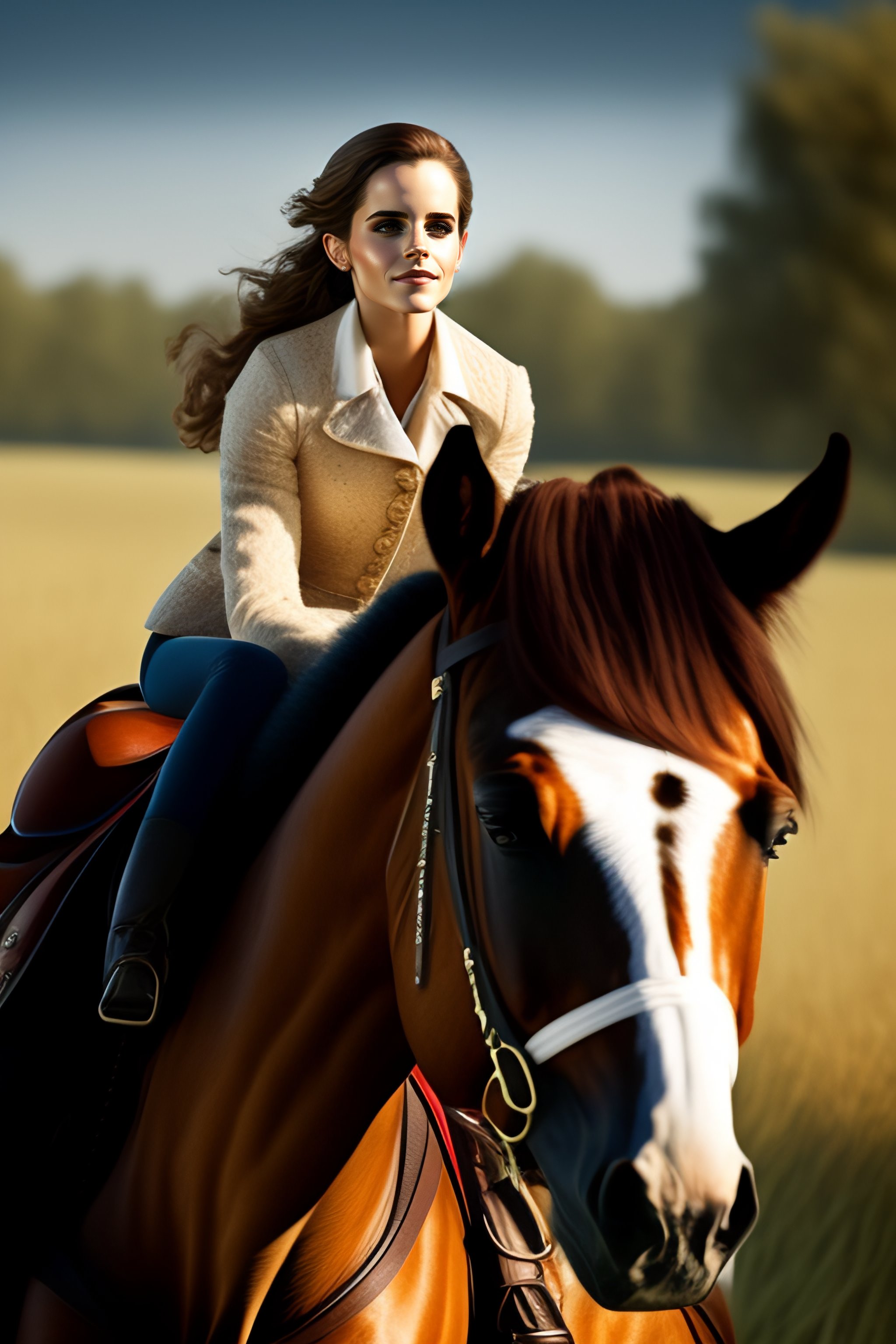 Lexica - Emma watson riding a horse
