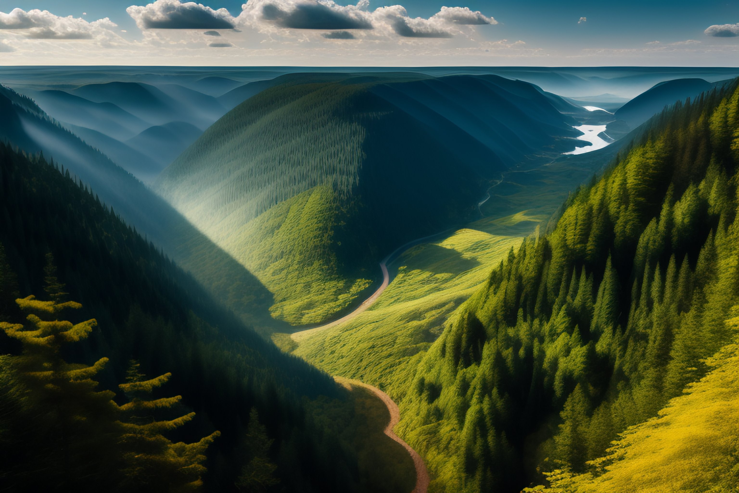 Lexica - Image of a forest looking down from a cliff,