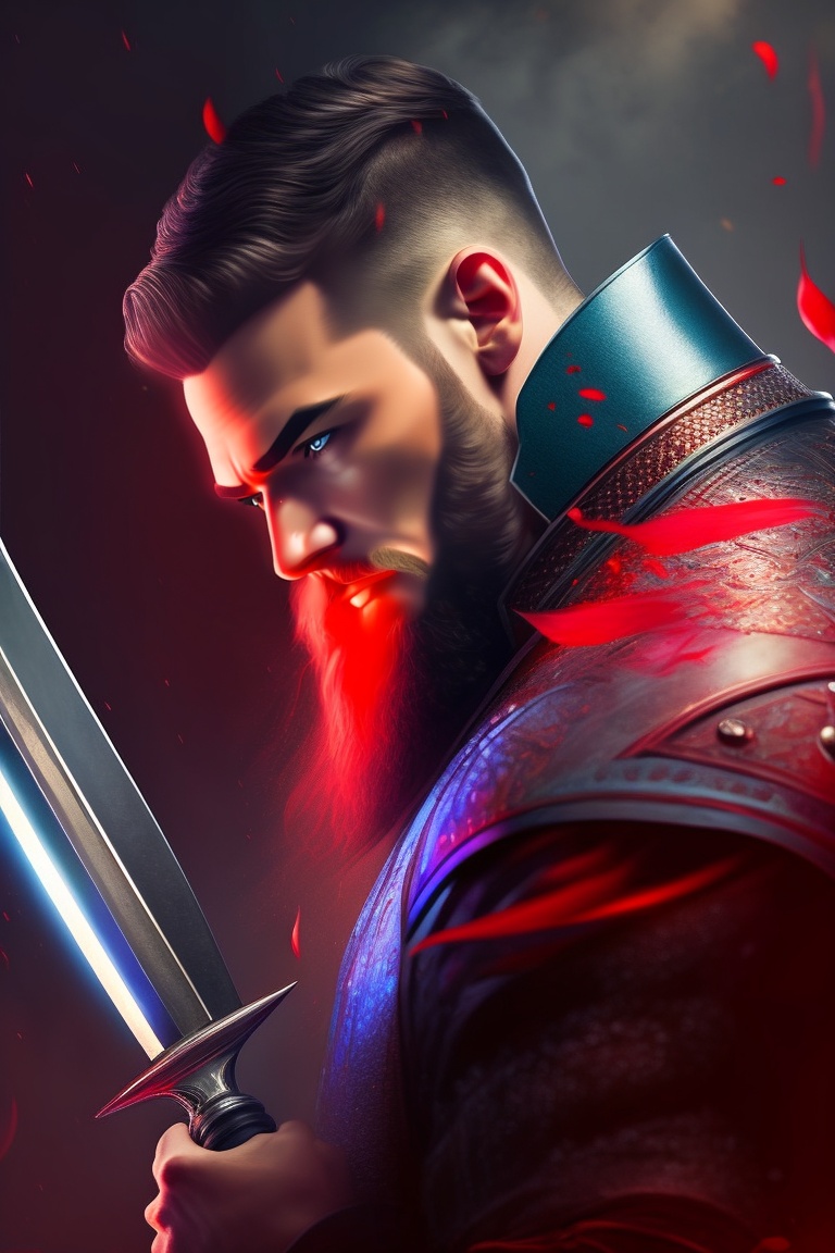 Lexica - Man with bloody sword,angry