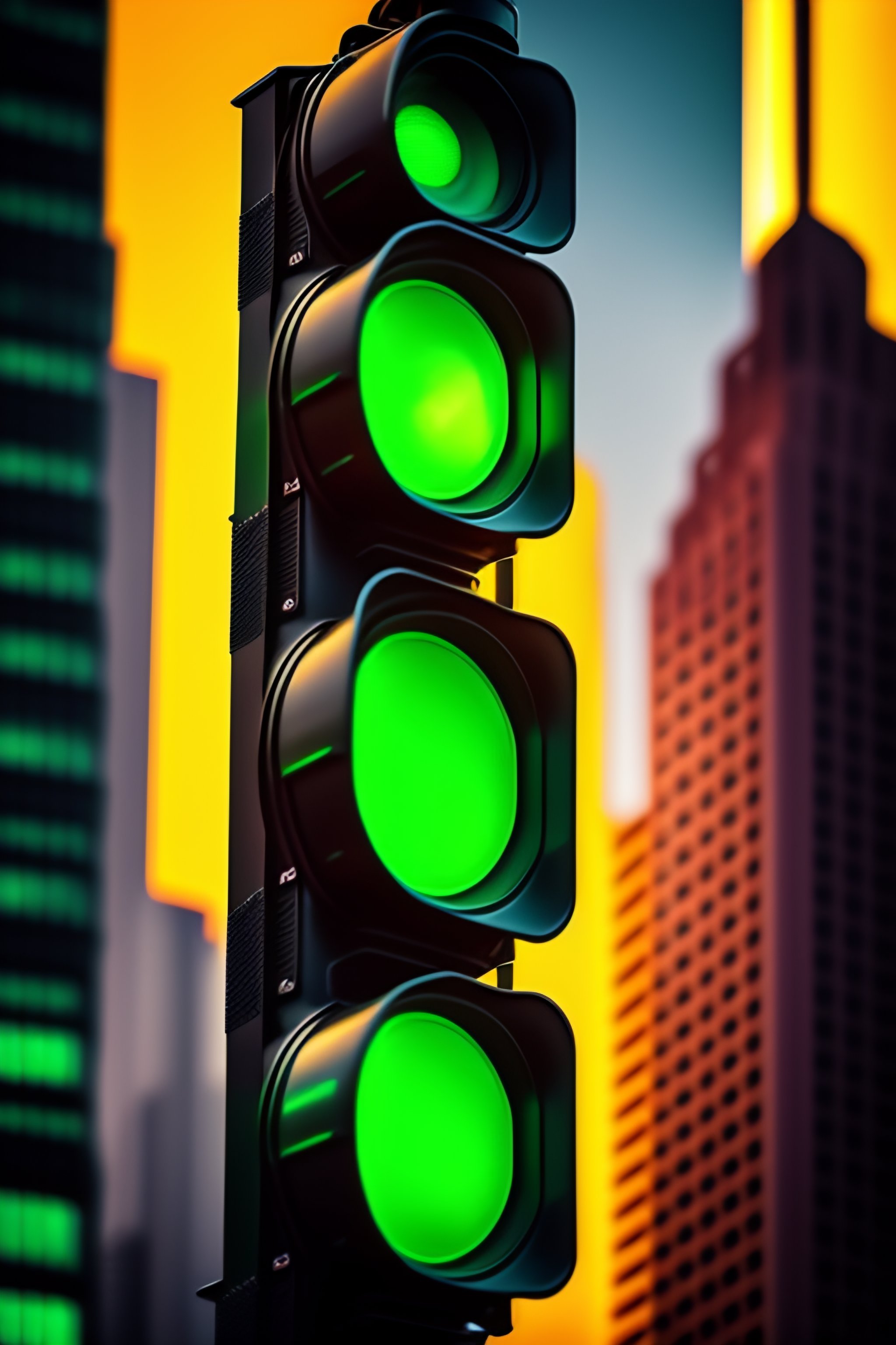 Lexica - Embellished Green light traffic signal in crowded metropolis ...